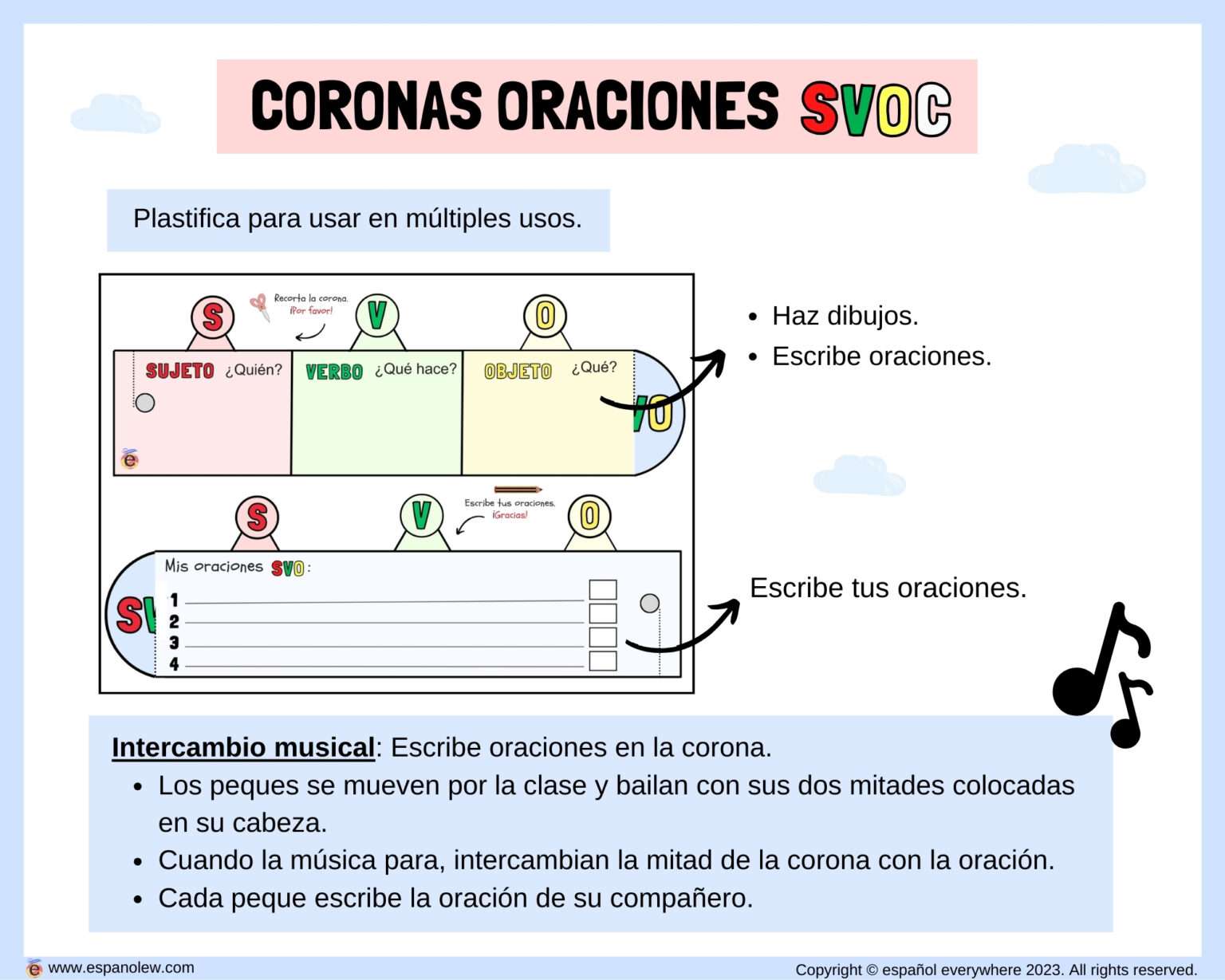 Partes de la oración. Cómo formar oraciones. Actividaes para enseñar a ...