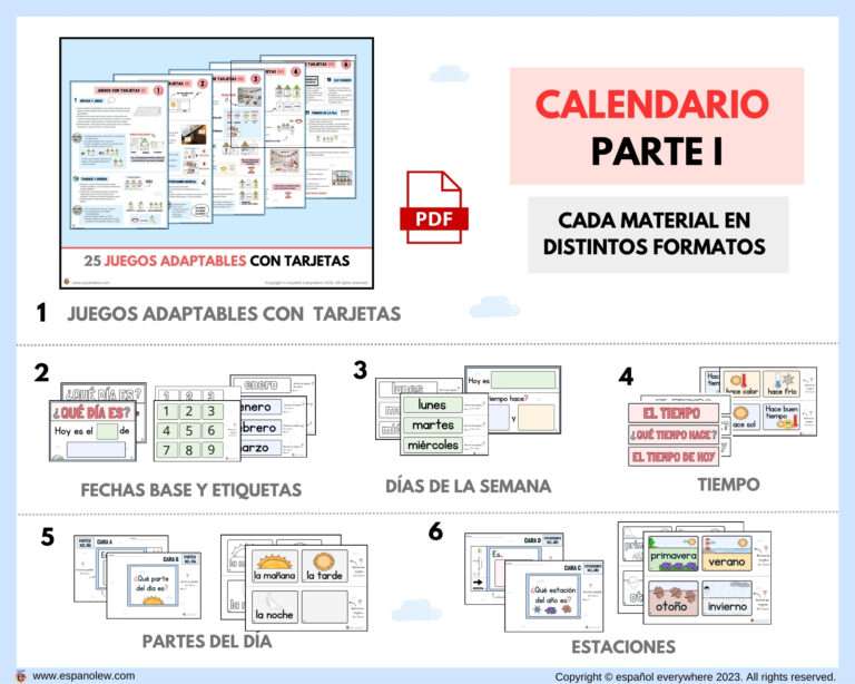 CALENDARIO: Fecha, estaciones, tiempo, días de la semana, sentimientos ...