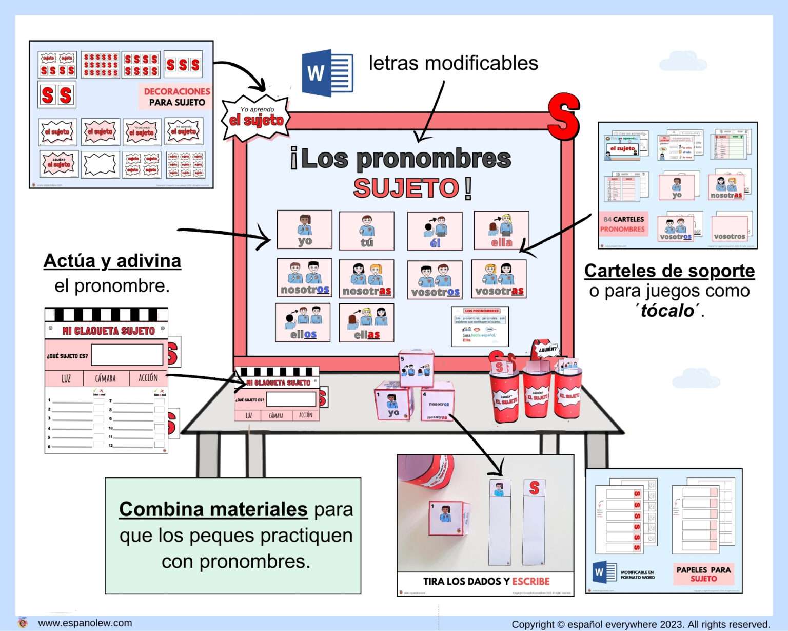 💻 ´Rincón sujeto (I)´- Actividades, juegos y minilibros con pronombres ...
