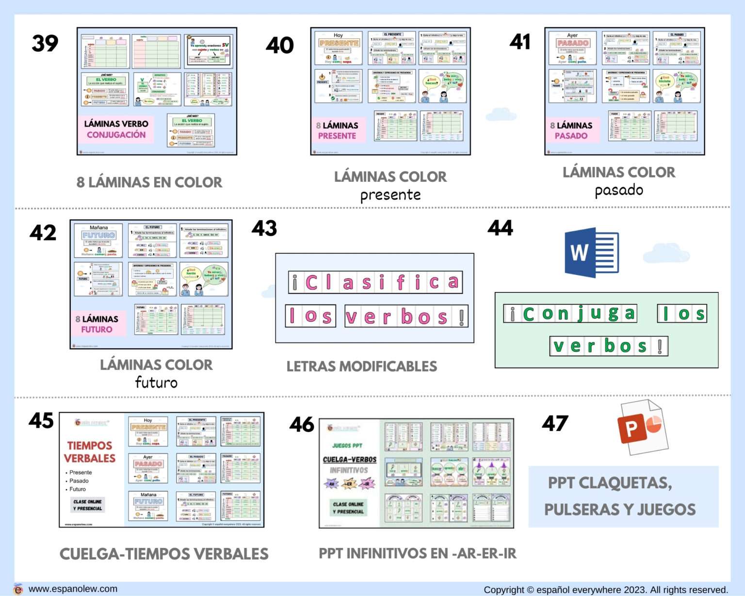 💻 ´Cuelga-verbos I´- Actividades, juegos y minilibros con verbos ...