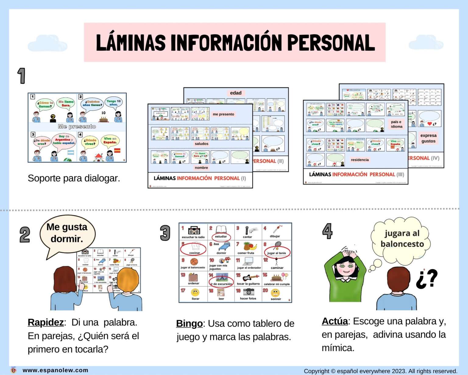 Láminas información personal. Todo sobre mí. Actividades apra ...