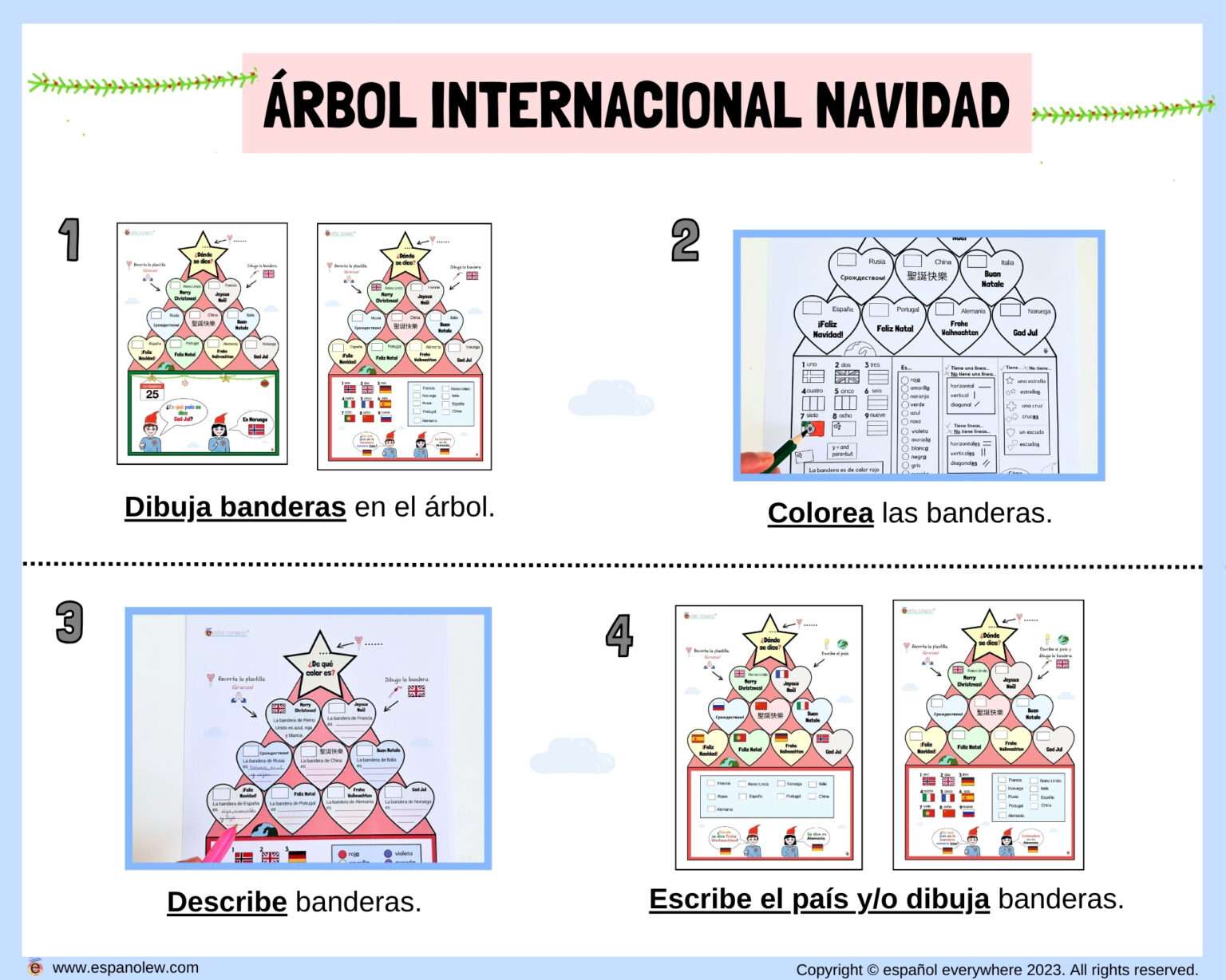 Actividades para Navidad con niños. Países en Navidad. Clase de español ...