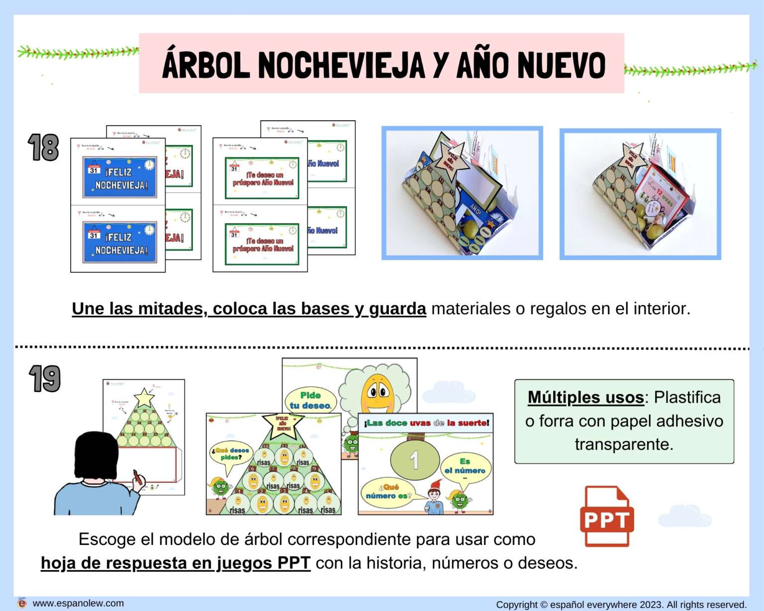 💻 Árboles y gafas de Nochevieja´- Manualidades, y juegos PPT Para Fin ...