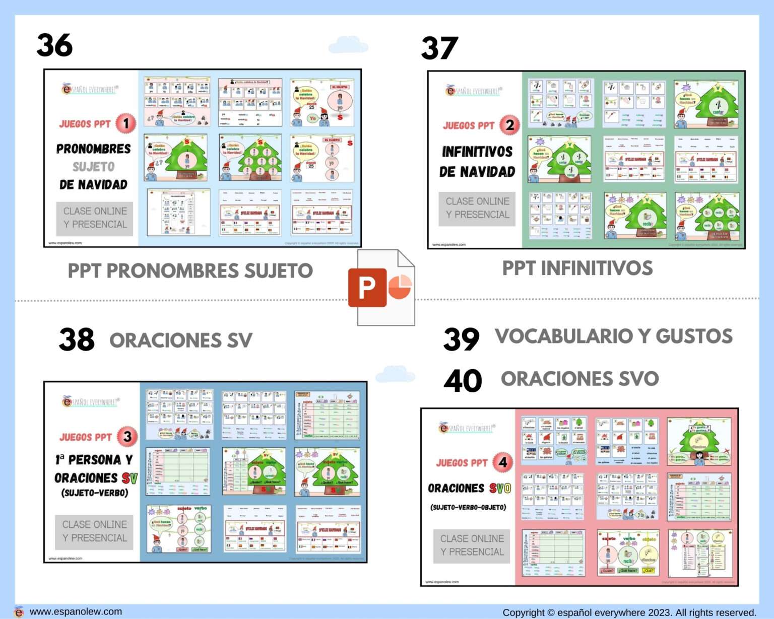 💻 ´Árboles SVO de Navidad´- Pronombres, verbos, oraciones y vocabulario ...