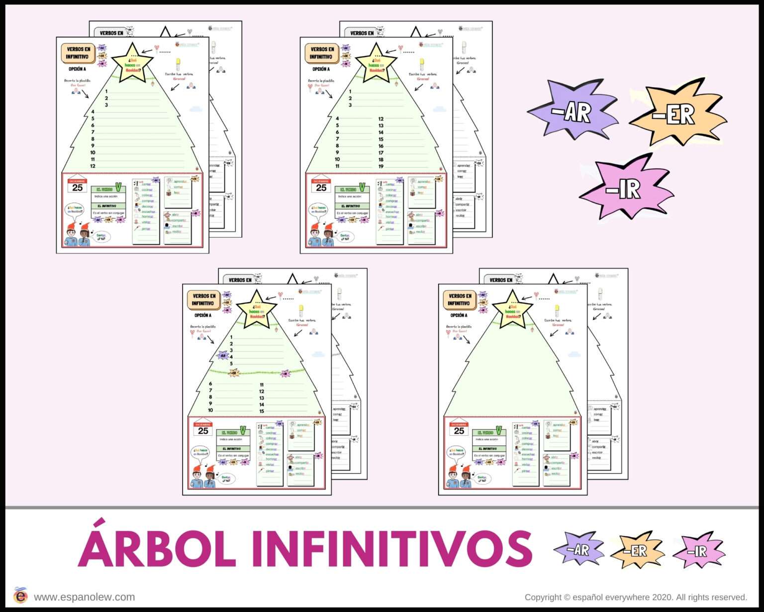 💻 ´Árboles SVO de Navidad´- Pronombres, verbos, oraciones y vocabulario ...