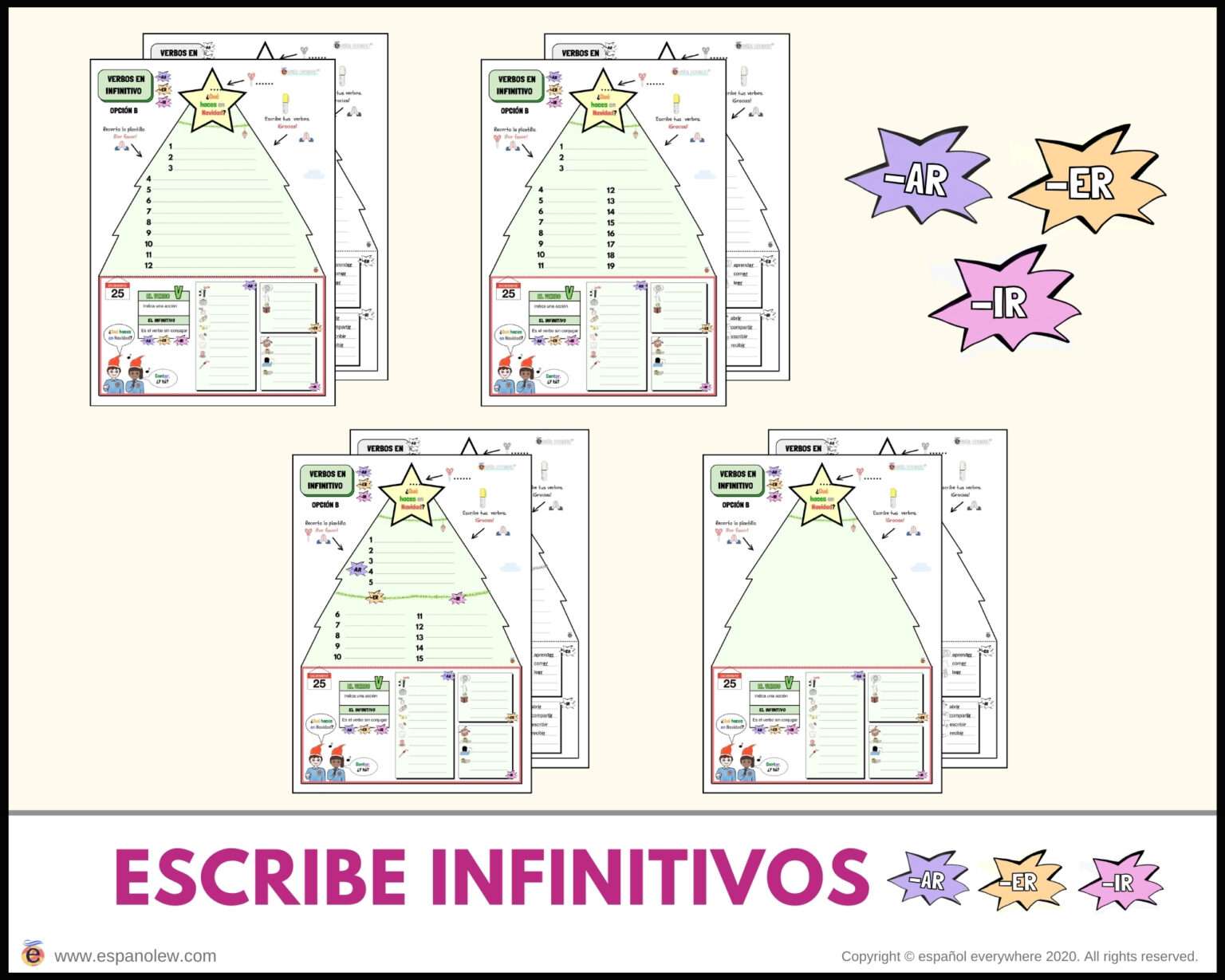 💻 ´Árboles SVO de Navidad´- Pronombres, verbos, oraciones y vocabulario ...