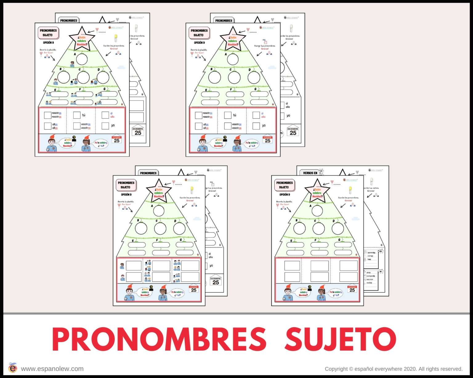 💻 ´Árboles SVO de Navidad´- Pronombres, verbos, oraciones y vocabulario ...