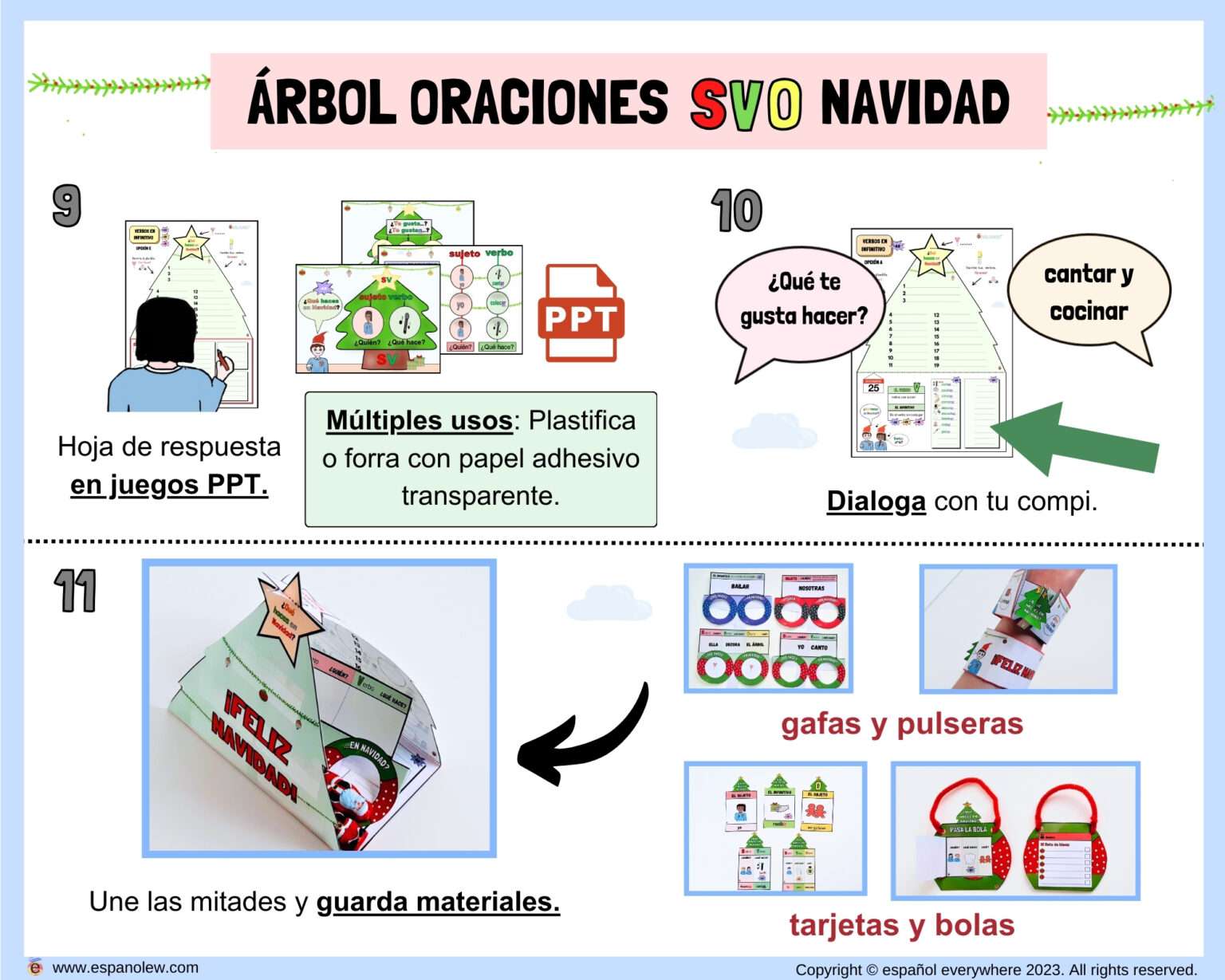 💻 ´Árboles SVO de Navidad´- Pronombres, verbos, oraciones y vocabulario ...