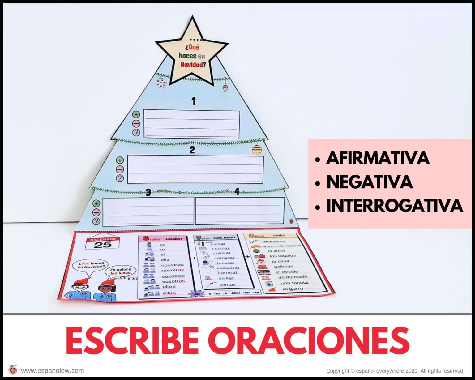 💻 ´Árboles SVO de Navidad´- Pronombres, verbos, oraciones y vocabulario ...