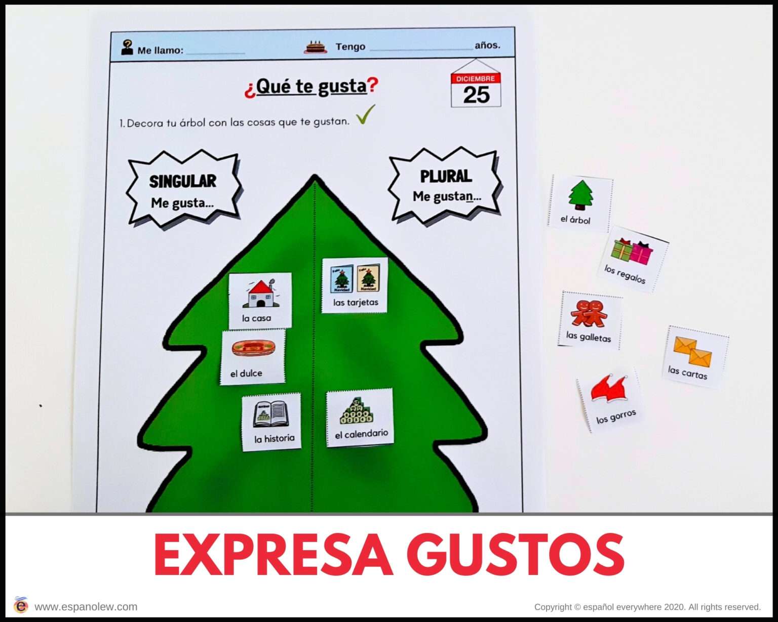 💻 ´Árboles SVO de Navidad´- Pronombres, verbos, oraciones y vocabulario ...