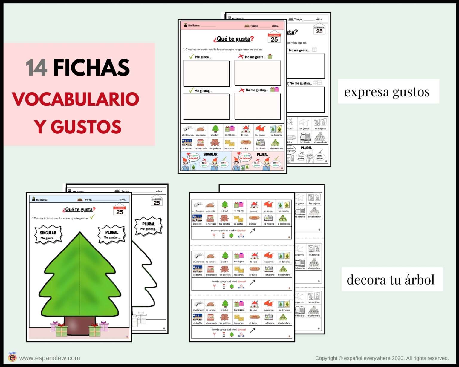 💻 ´Árboles SVO de Navidad´- Pronombres, verbos, oraciones y vocabulario ...