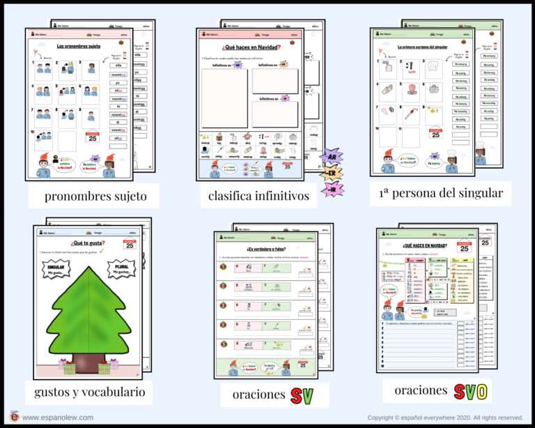 💻 ´Árboles SVO de Navidad´- Pronombres, verbos, oraciones y vocabulario ...