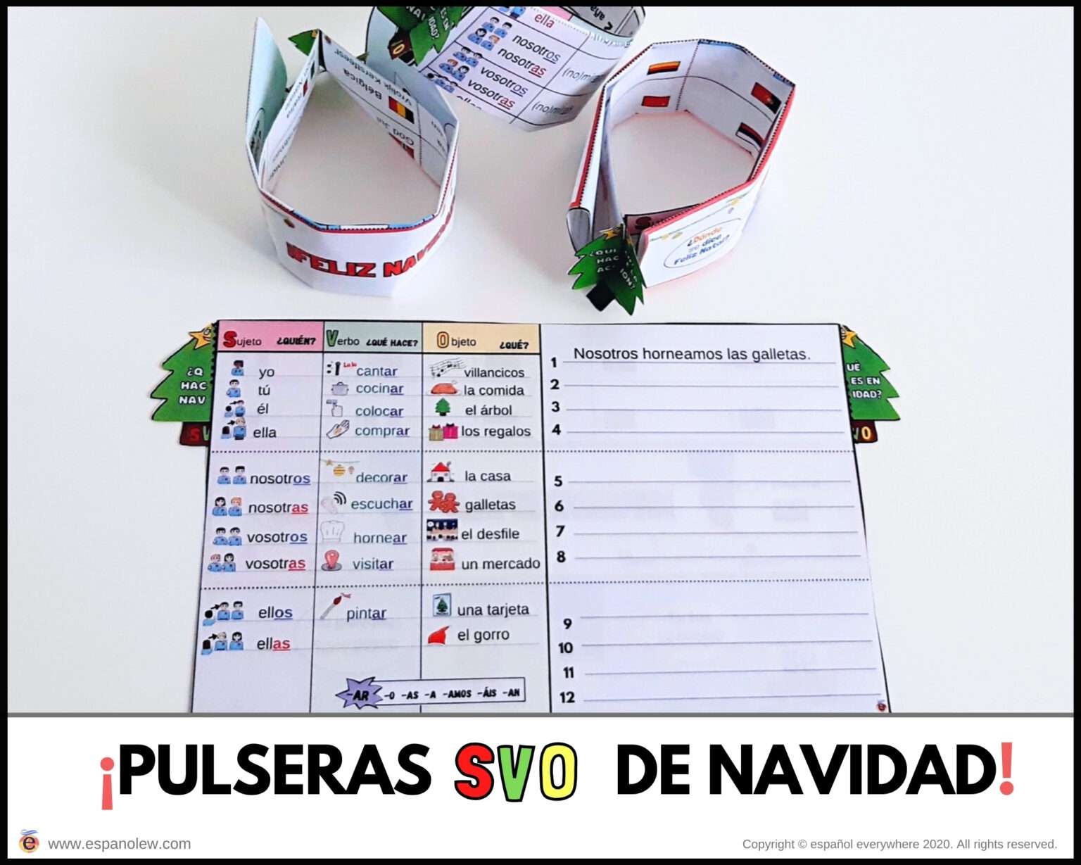 💻 ´Árboles SVO de Navidad´- Pronombres, verbos, oraciones y vocabulario ...