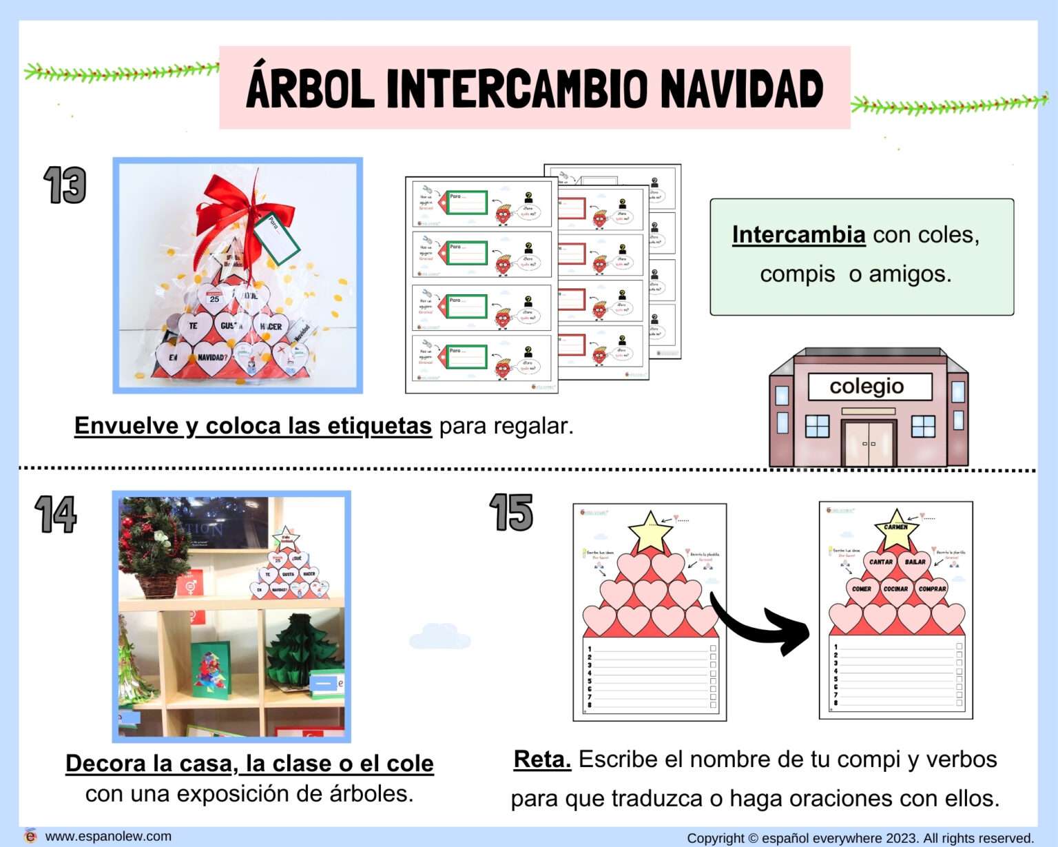 💻 ´Aprende-Árbol de Navidad´- Manualidades y juegos con infinitivos y ...