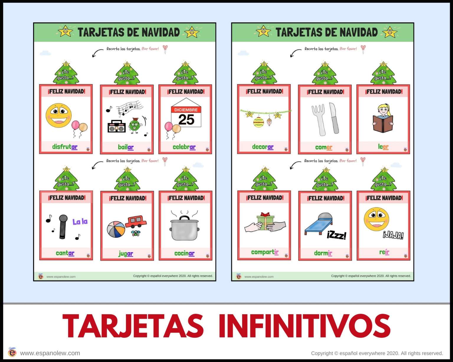💻 ´Aprende-Árbol de Navidad´- Manualidades y juegos con infinitivos y ...