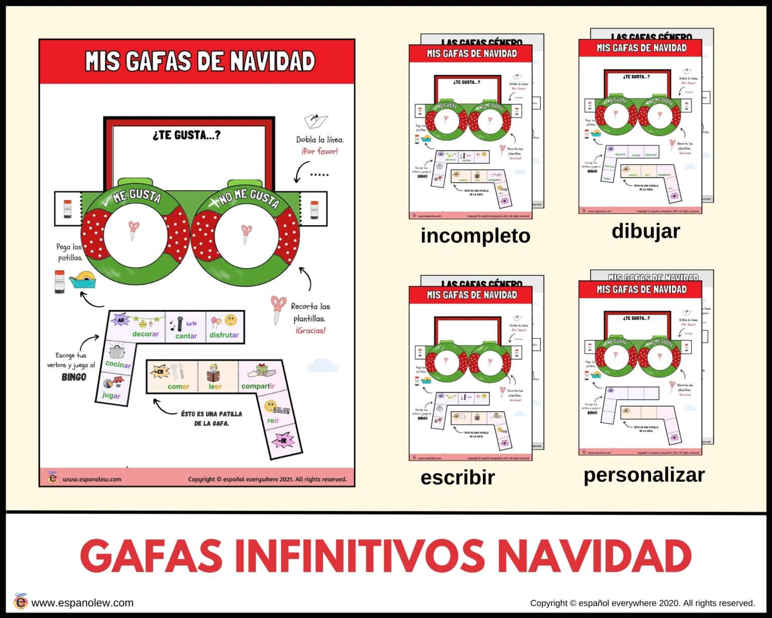 💻 ´Aprende-Árbol de Navidad´- Manualidades y juegos con infinitivos y ...