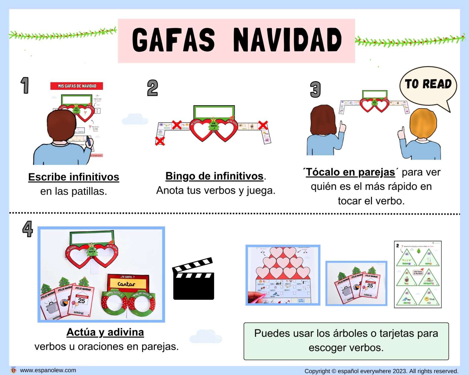 💻 ´Aprende-Árbol de Navidad´- Manualidades y juegos con infinitivos y ...