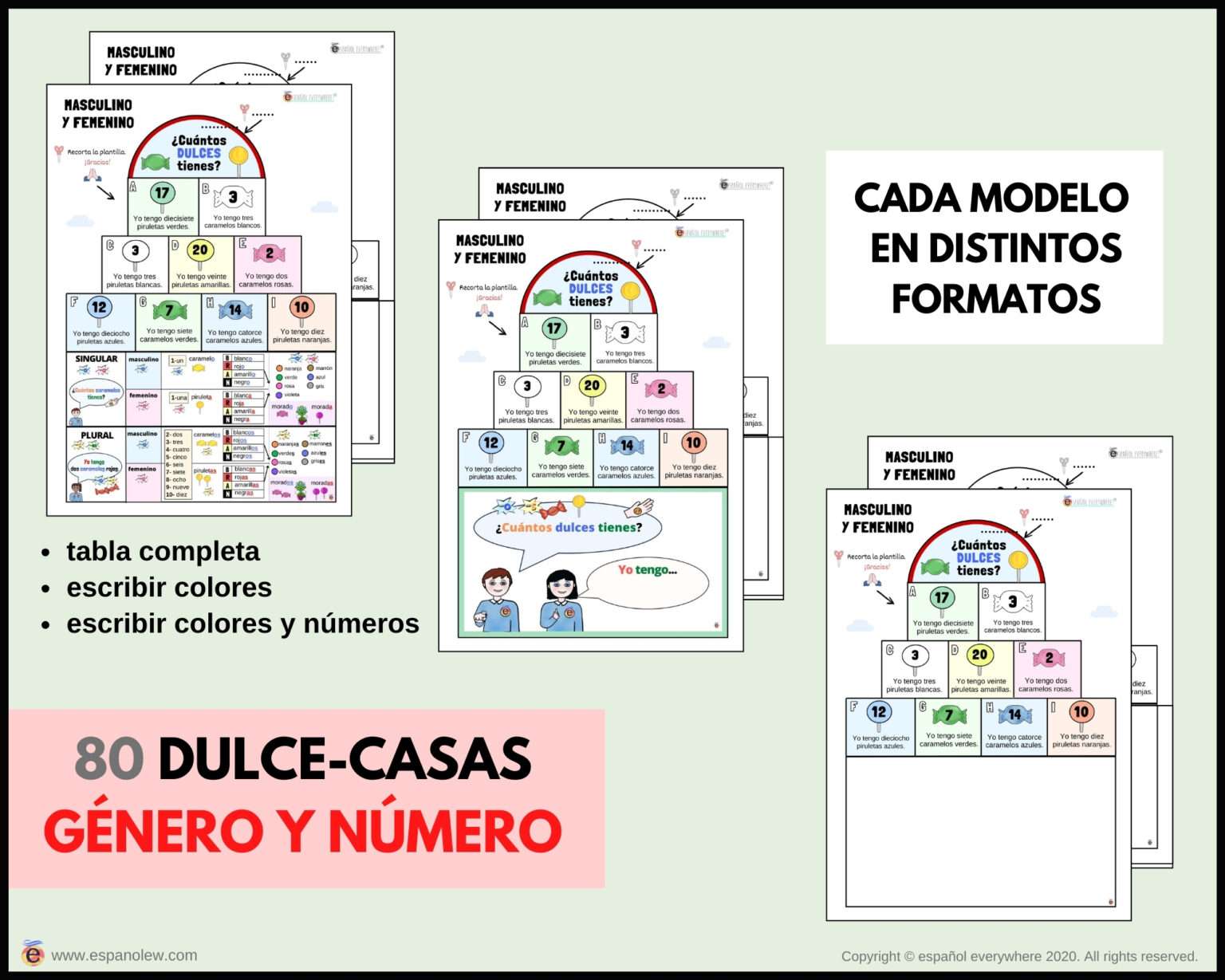 💻 ´Casas Concordancia´- Oraciones verbo tener, números y colores