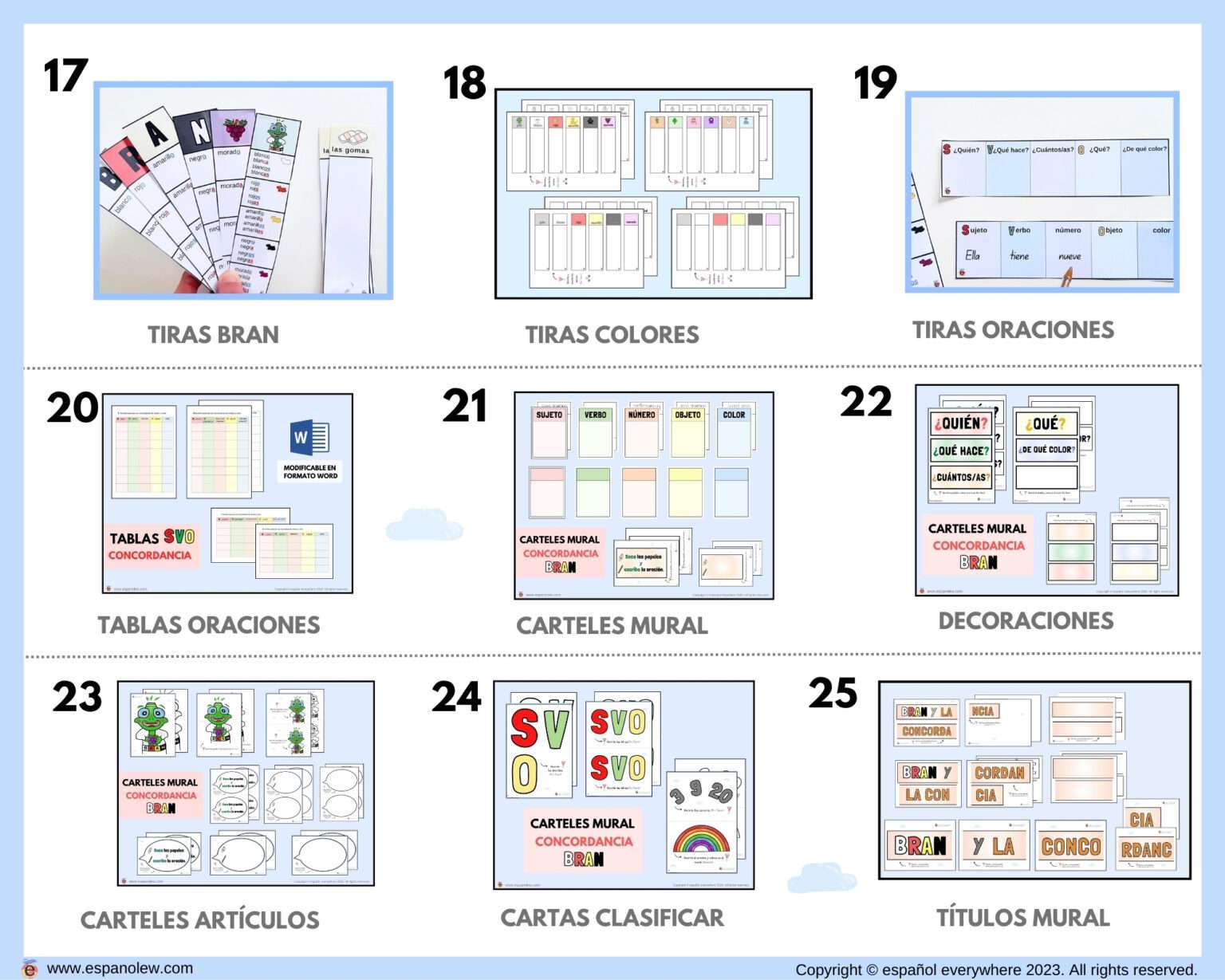 | 🌈Concordancia de sustantivos. Números, vocabulario y colores.