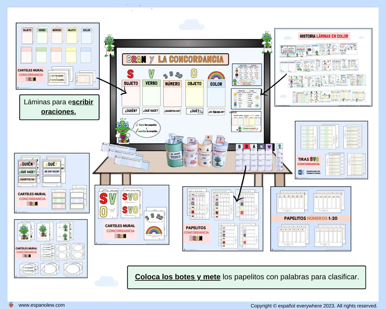 | 🌈Concordancia de sustantivos. Números, vocabulario y colores.