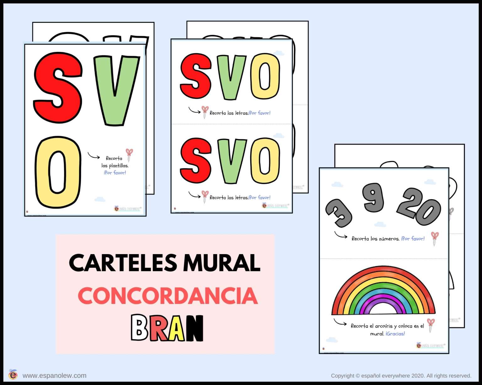 La concordancia de sustantivos con números y colores. Clase de español ...