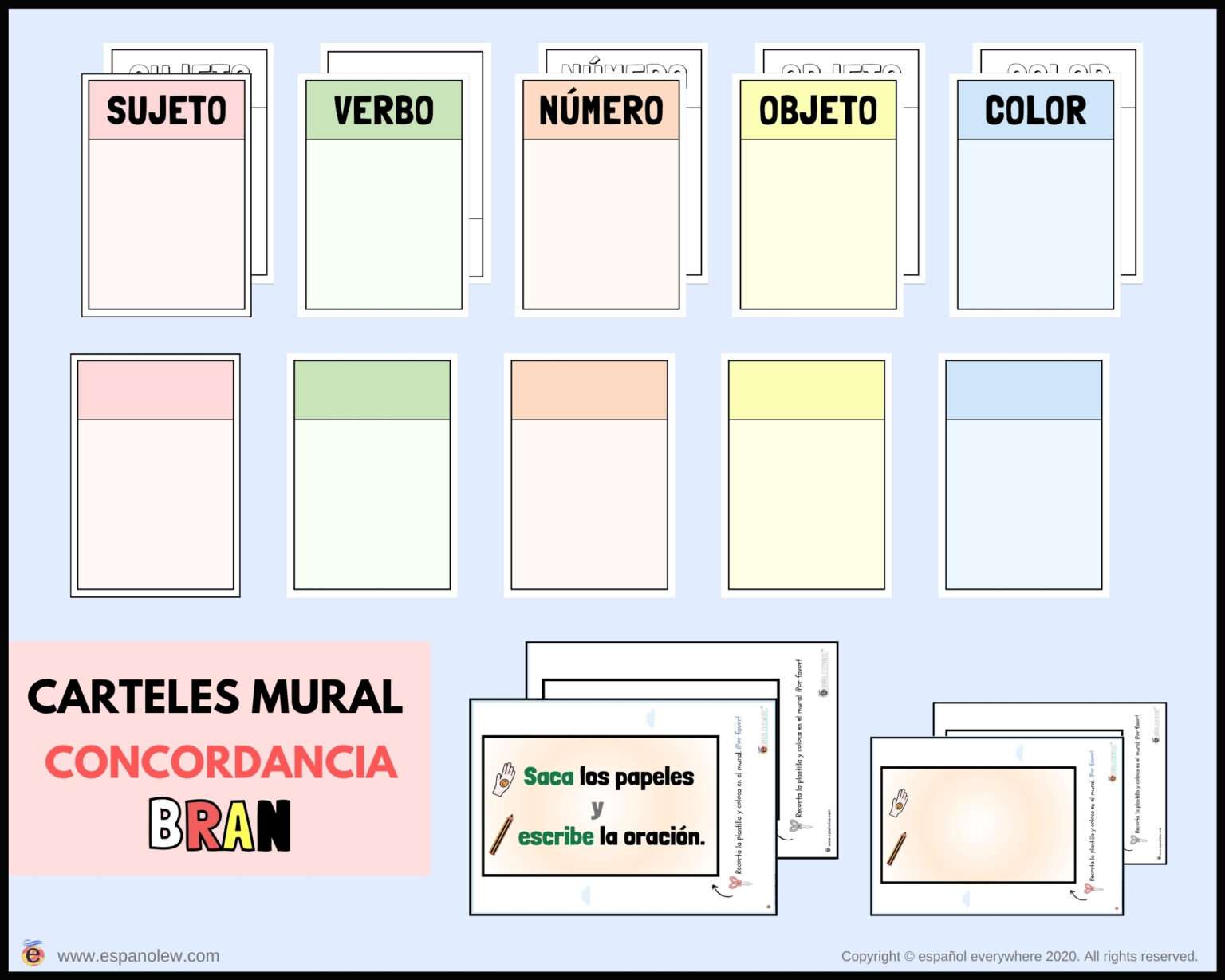 La concordancia de sustantivos con números y colores. Clase de español ...