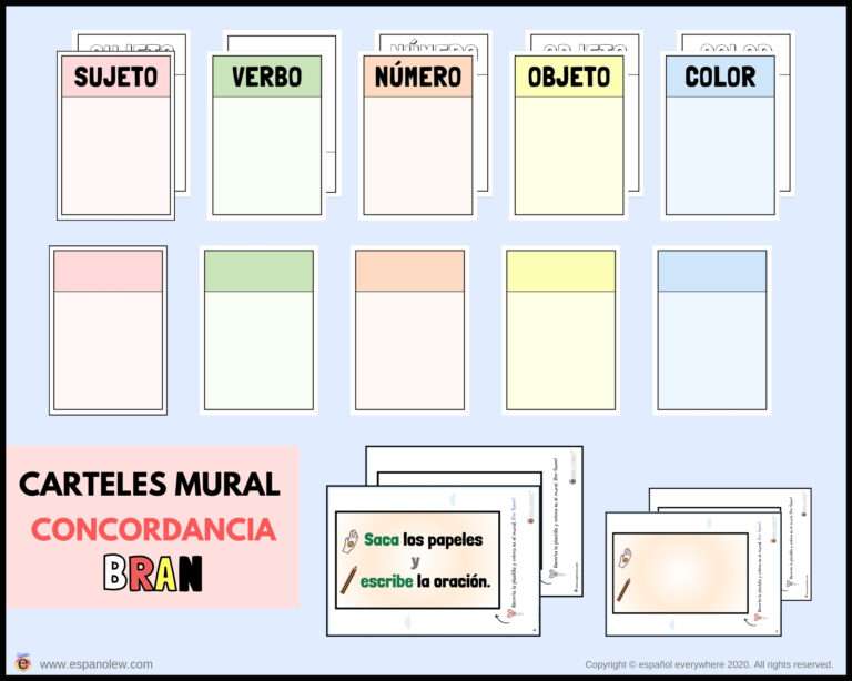 La concordancia de sustantivos con números y colores. Clase de español ...
