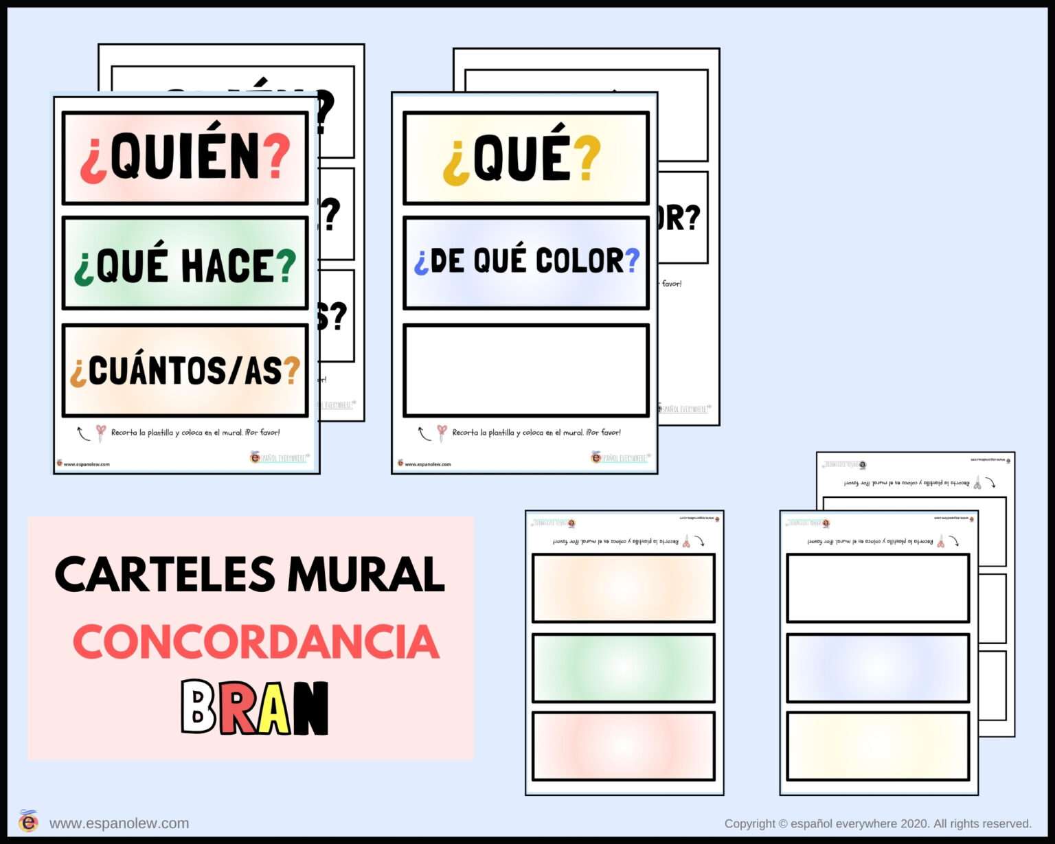 La concordancia de sustantivos con números y colores. Clase de español ...