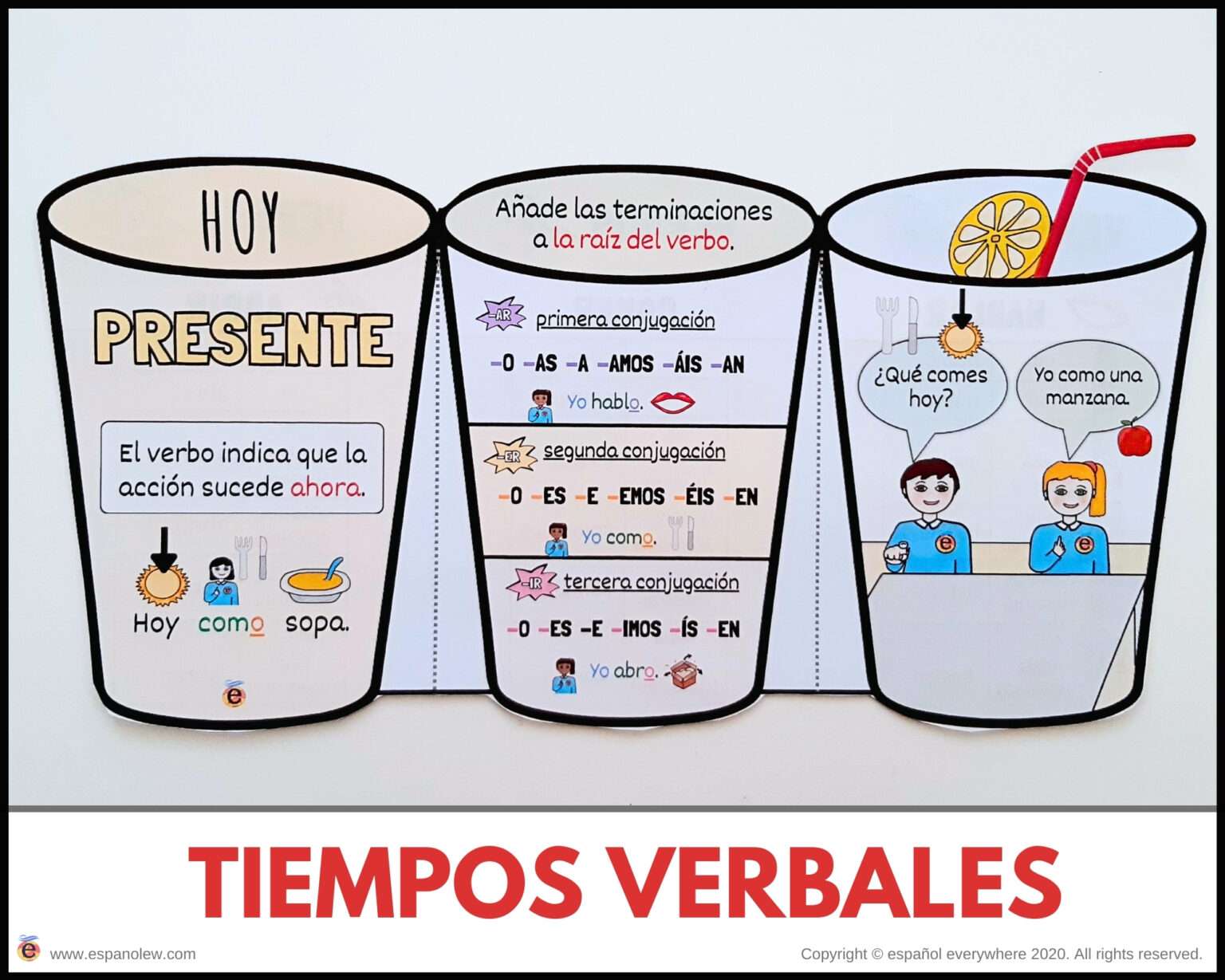 Juegos y manualiddades conjugación y tiempos verbales. Clase de español ...