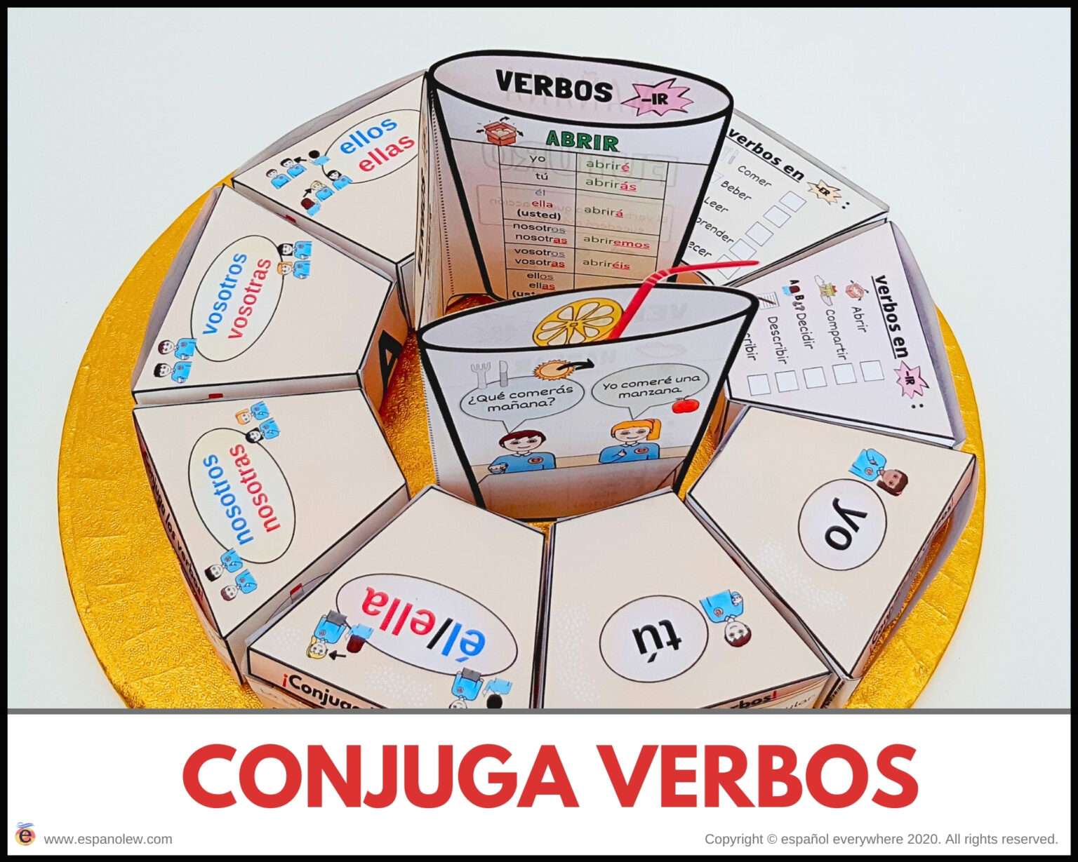 Juegos y manualiddades conjugación y tiempos verbales. Clase de español ...