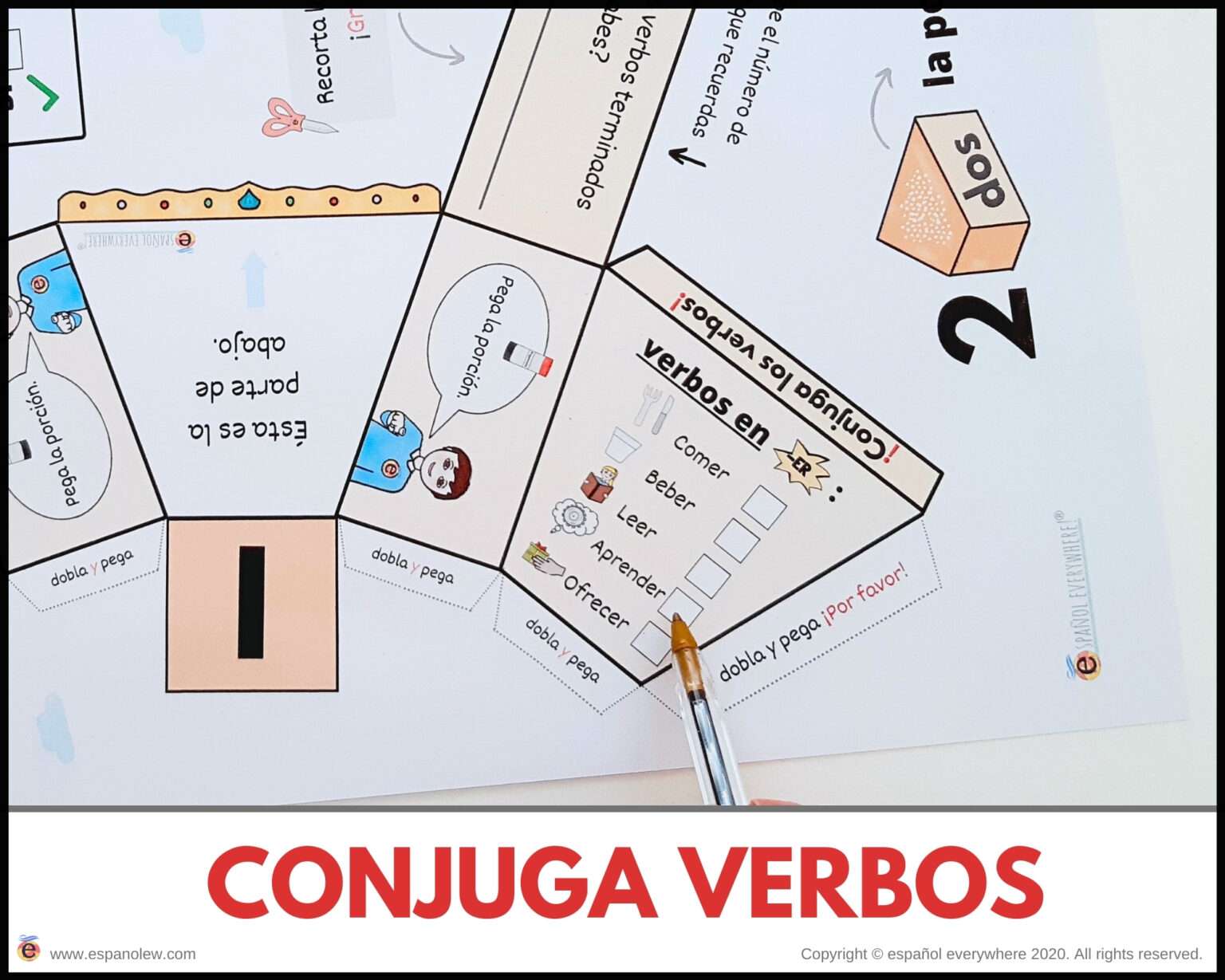 Juegos y manualiddades conjugación y tiempos verbales. Clase de español ...