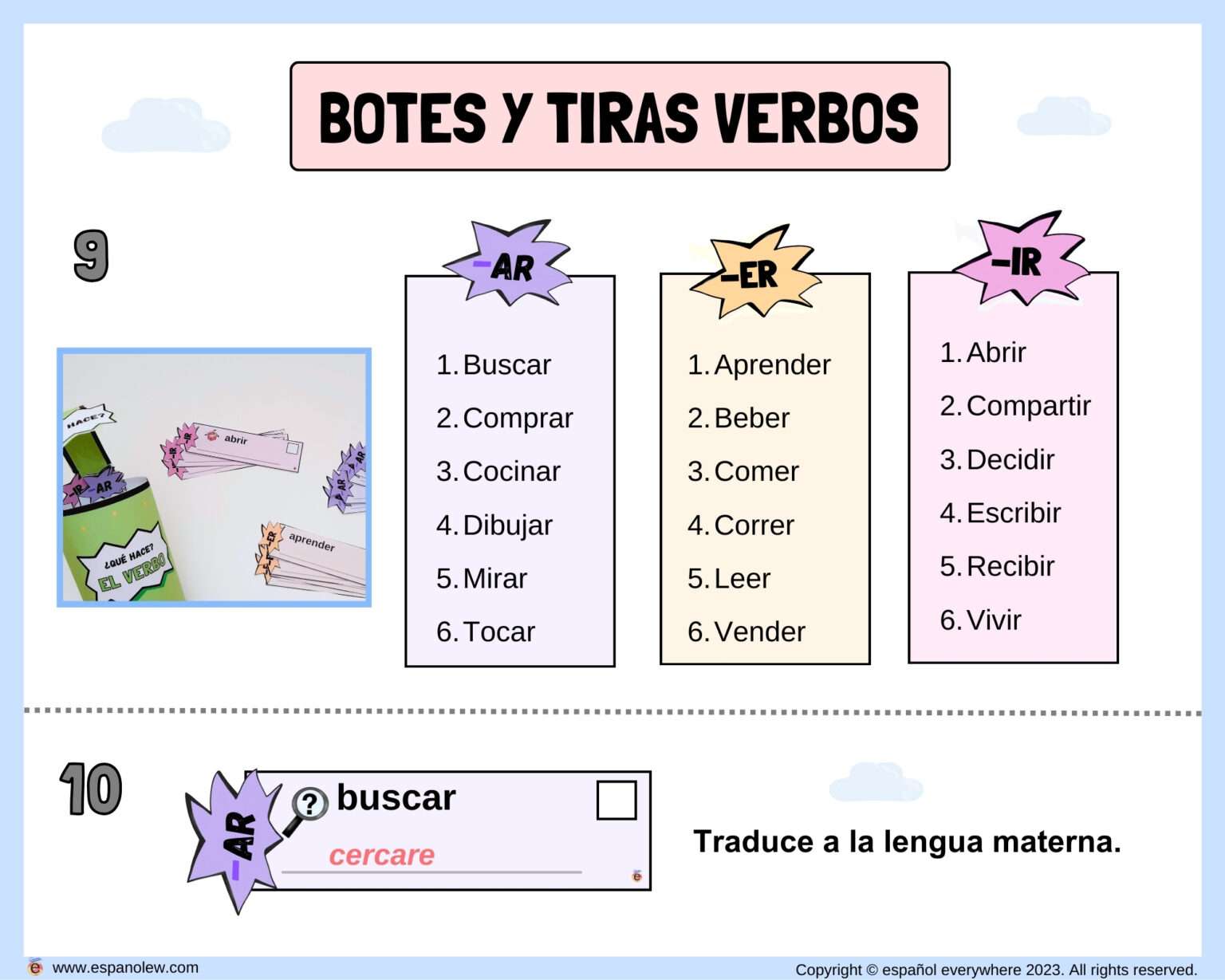 Manualidades y juegos conjugar verbos y tiempos verbales. Clase de ...