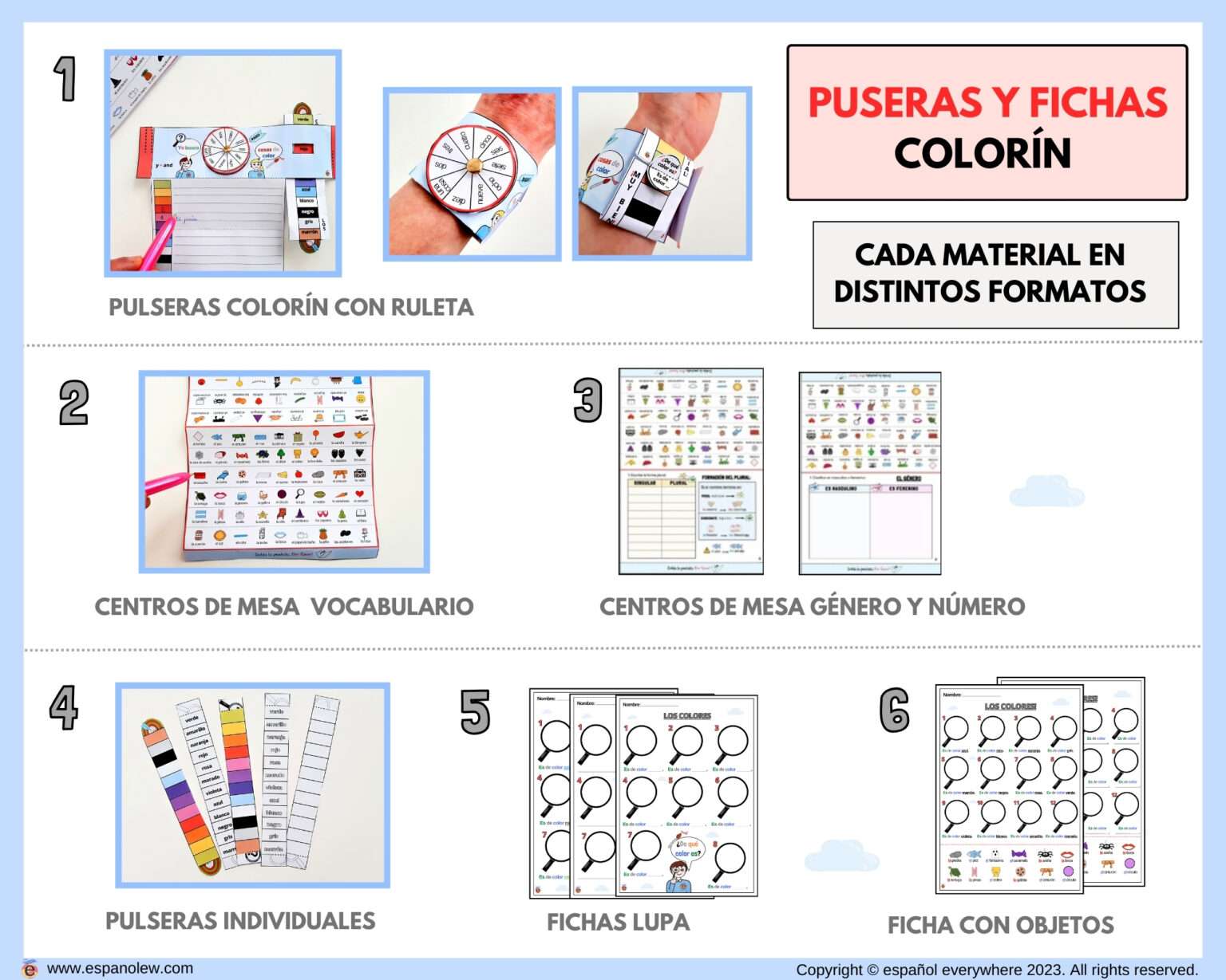 💻 ´Pulseras colorín´- Números, colores, vocabulario y concordancia ...