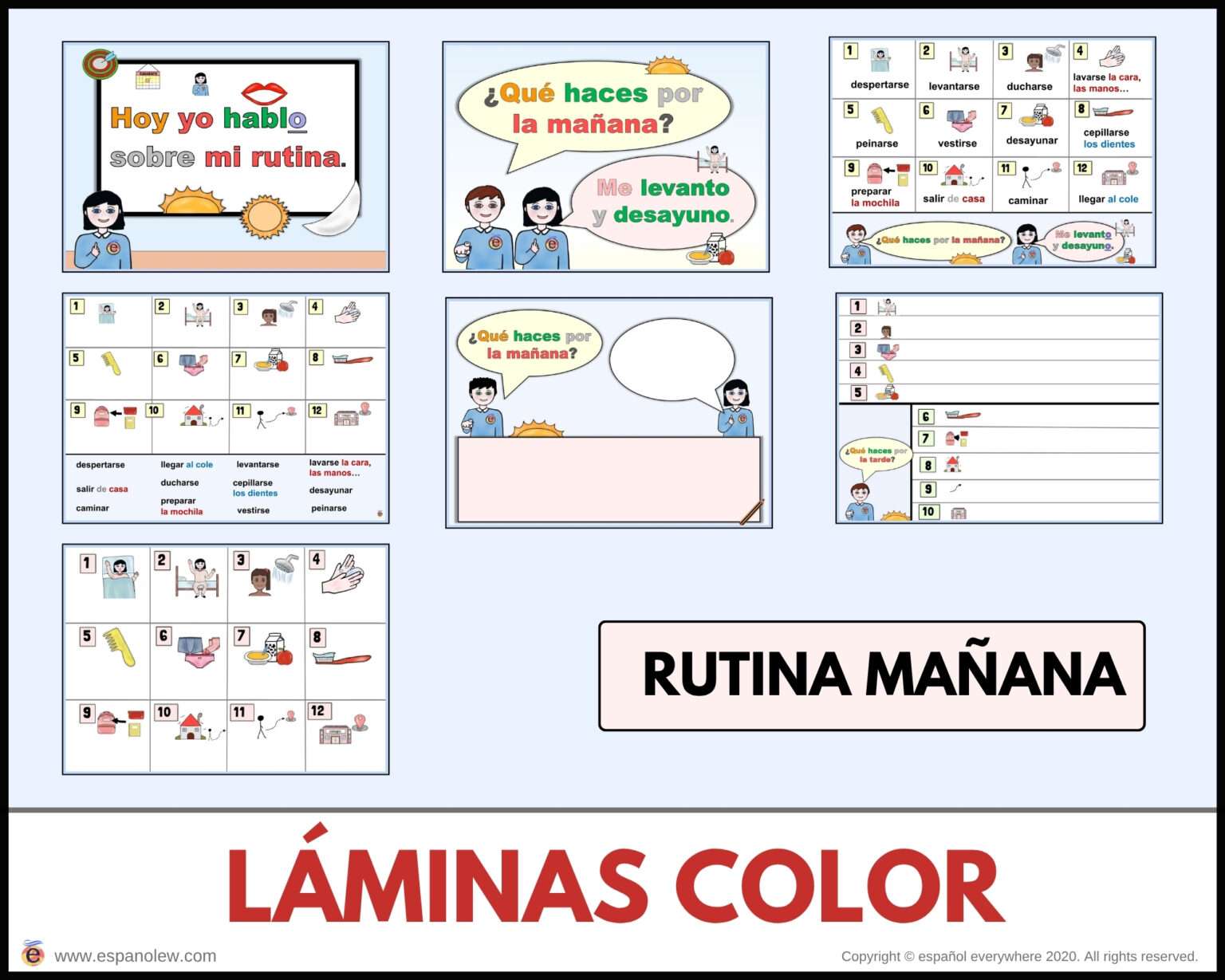 Acciones habituales. la rutina diaria vocabulario. Verbos de rutina ...