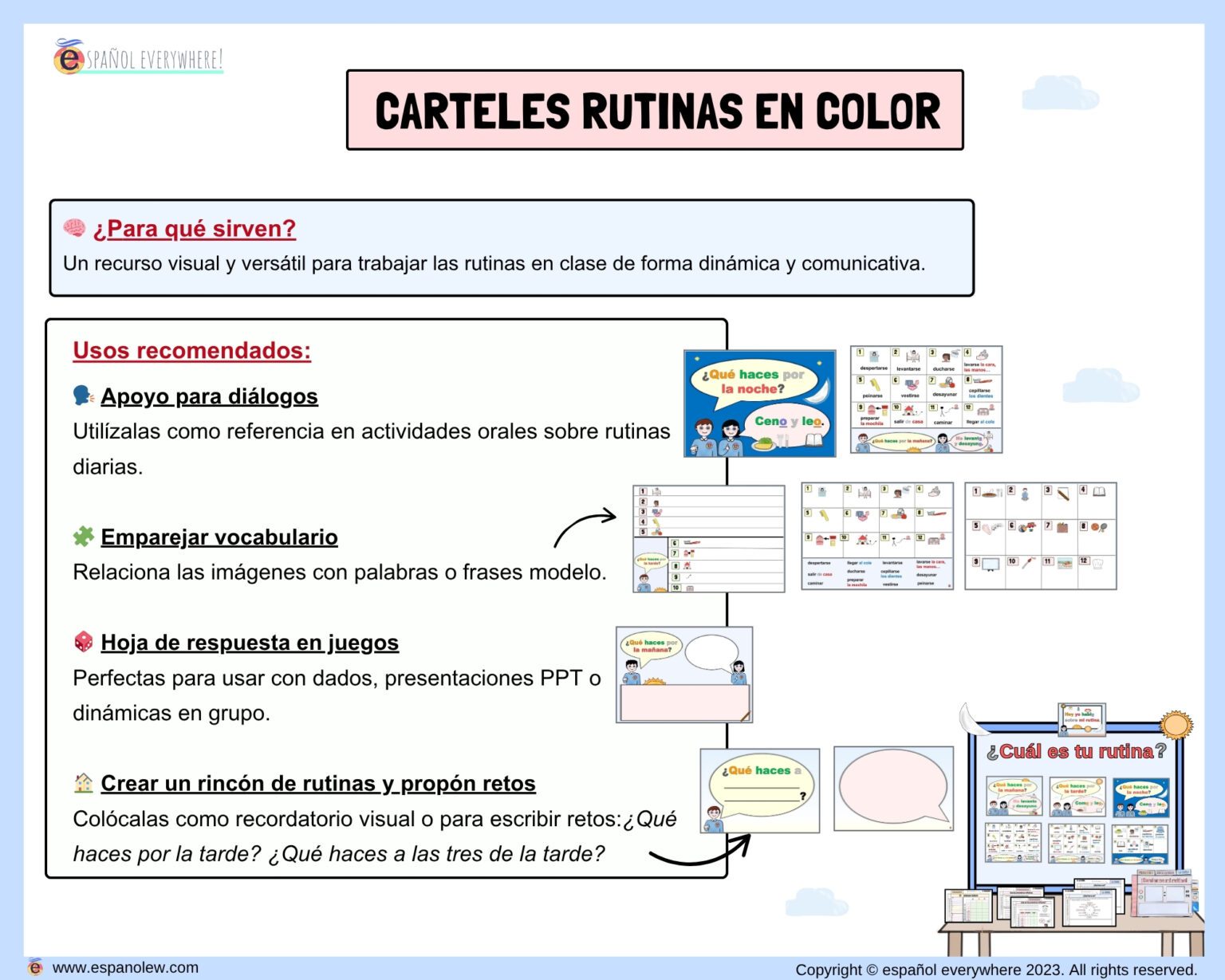 Acciones habituales. la rutina diaria vocabulario. Verbos de rutina ...