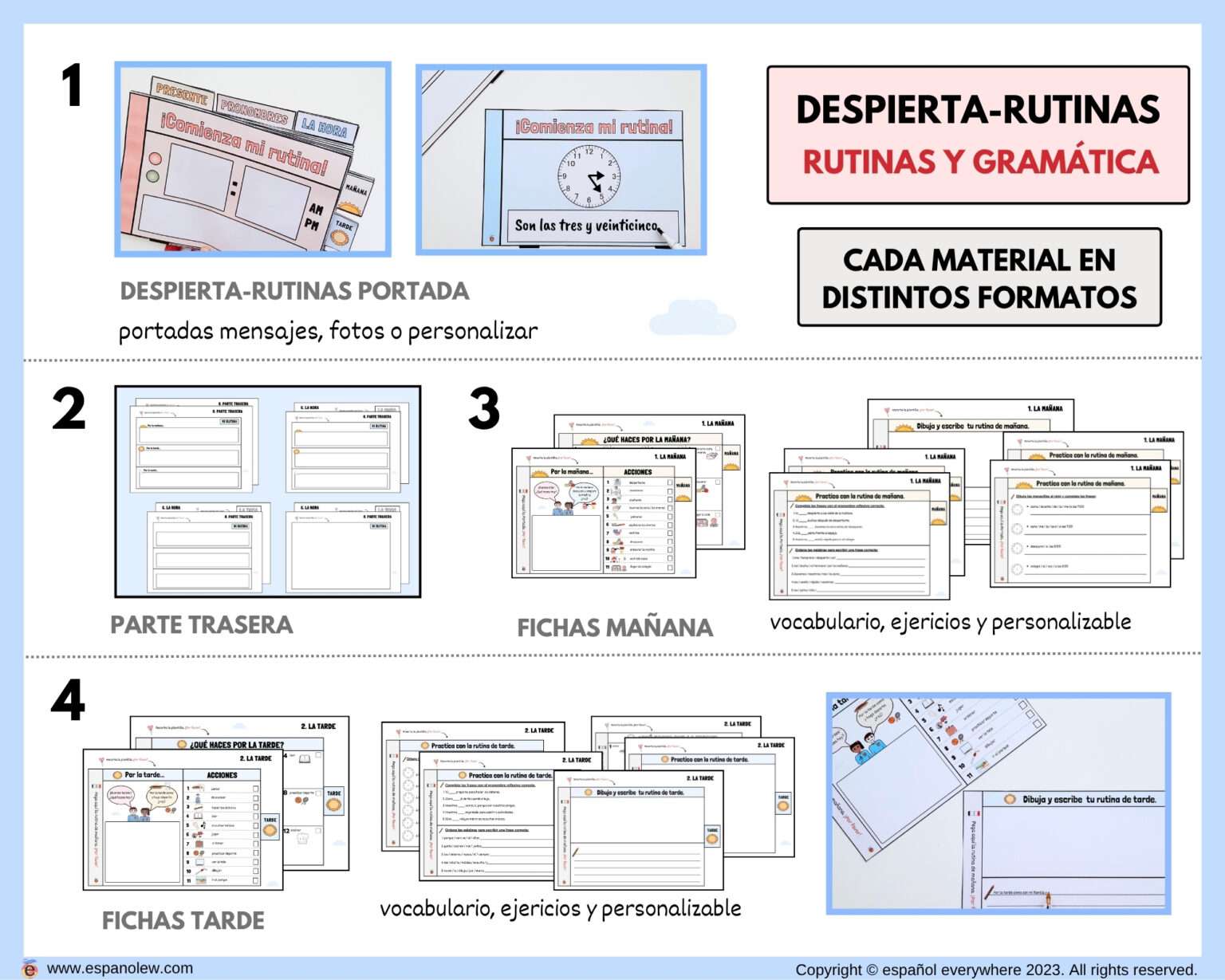 Acciones habituales. la rutina diaria vocabulario. Verbos de rutina ...