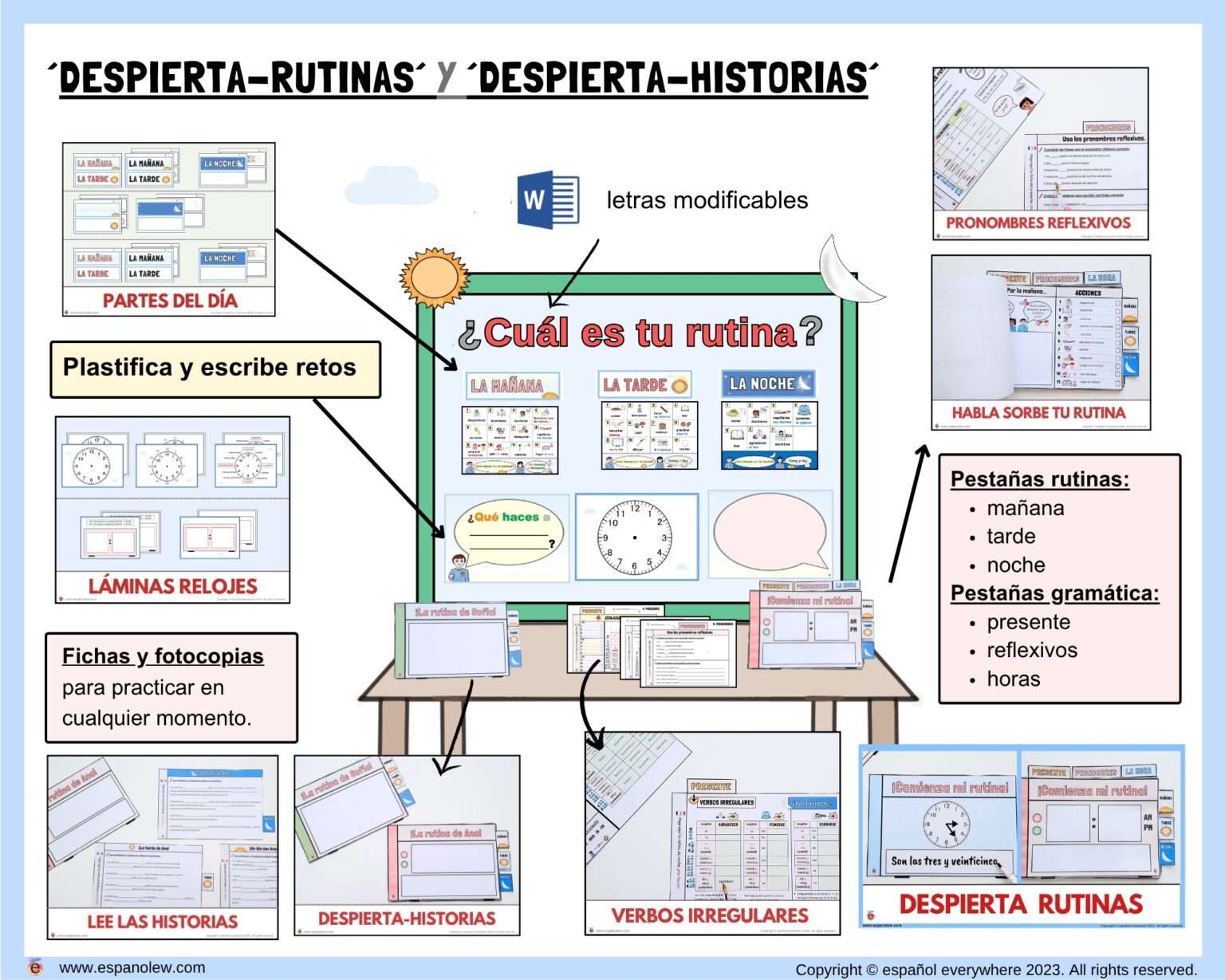 Acciones habituales. la rutina diaria vocabulario. Verbos de rutina ...