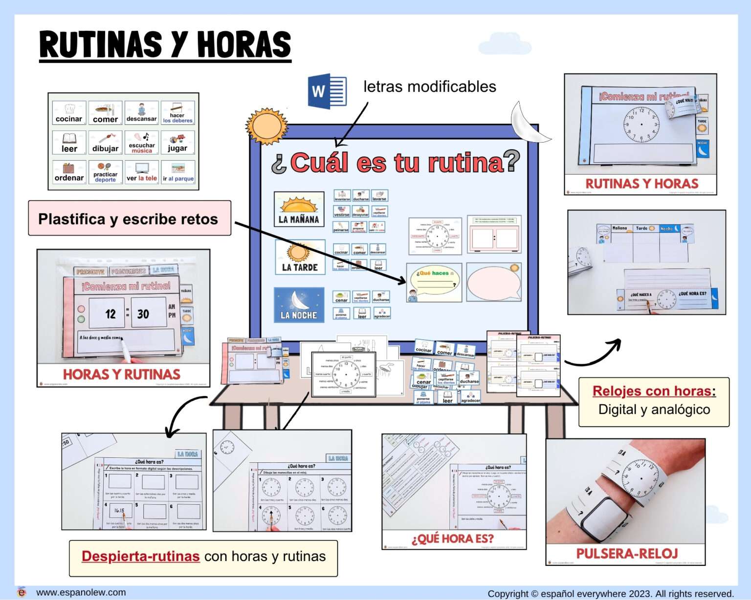 Acciones habituales. la rutina diaria vocabulario. Verbos de rutina ...