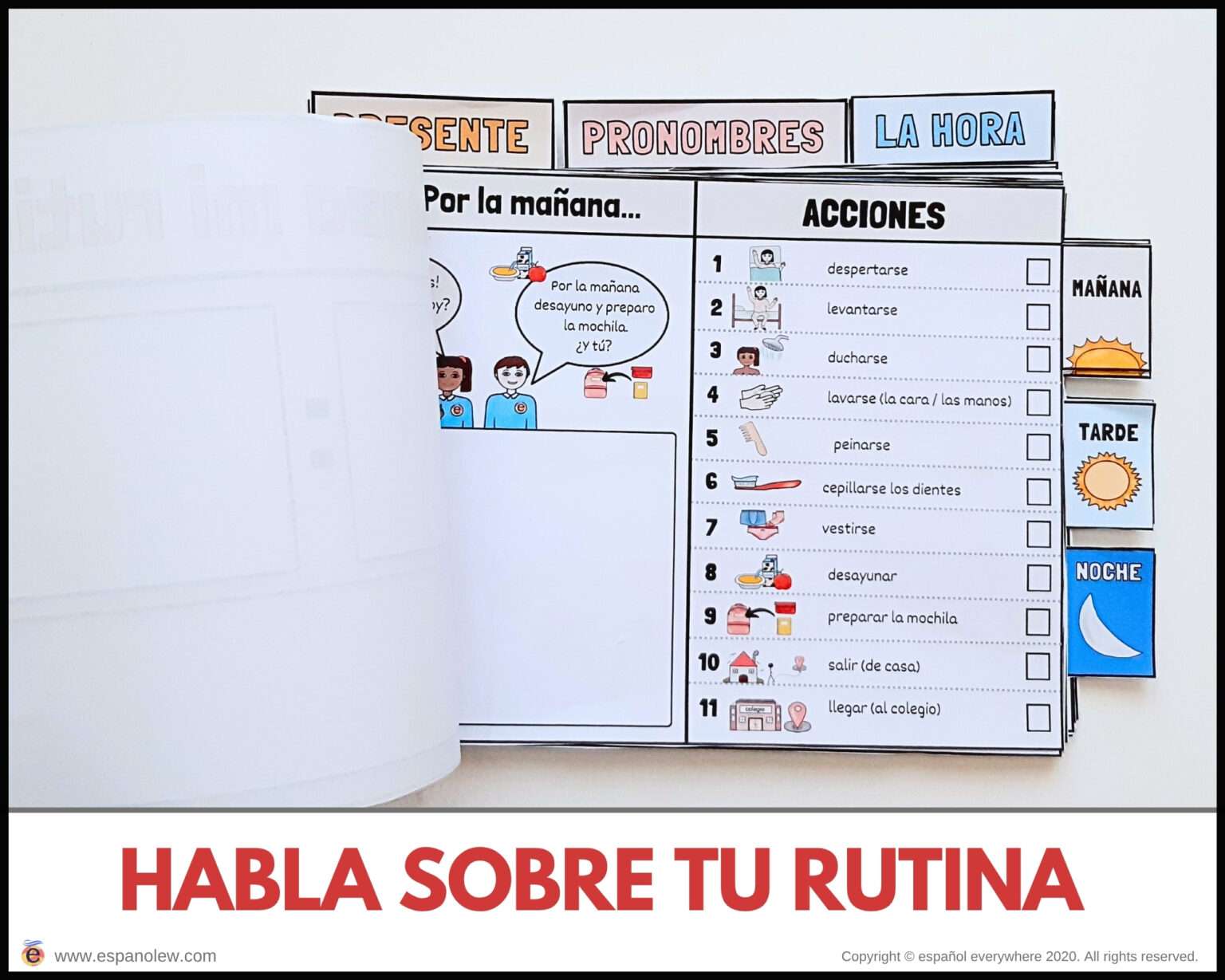 Acciones habituales. la rutina diaria vocabulario. Verbos de rutina ...