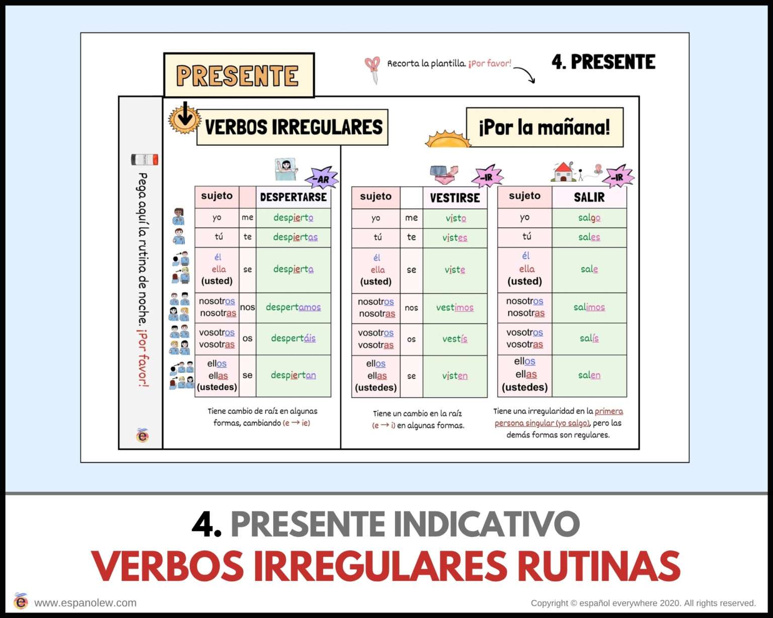 Acciones habituales. la rutina diaria vocabulario. Verbos de rutina ...