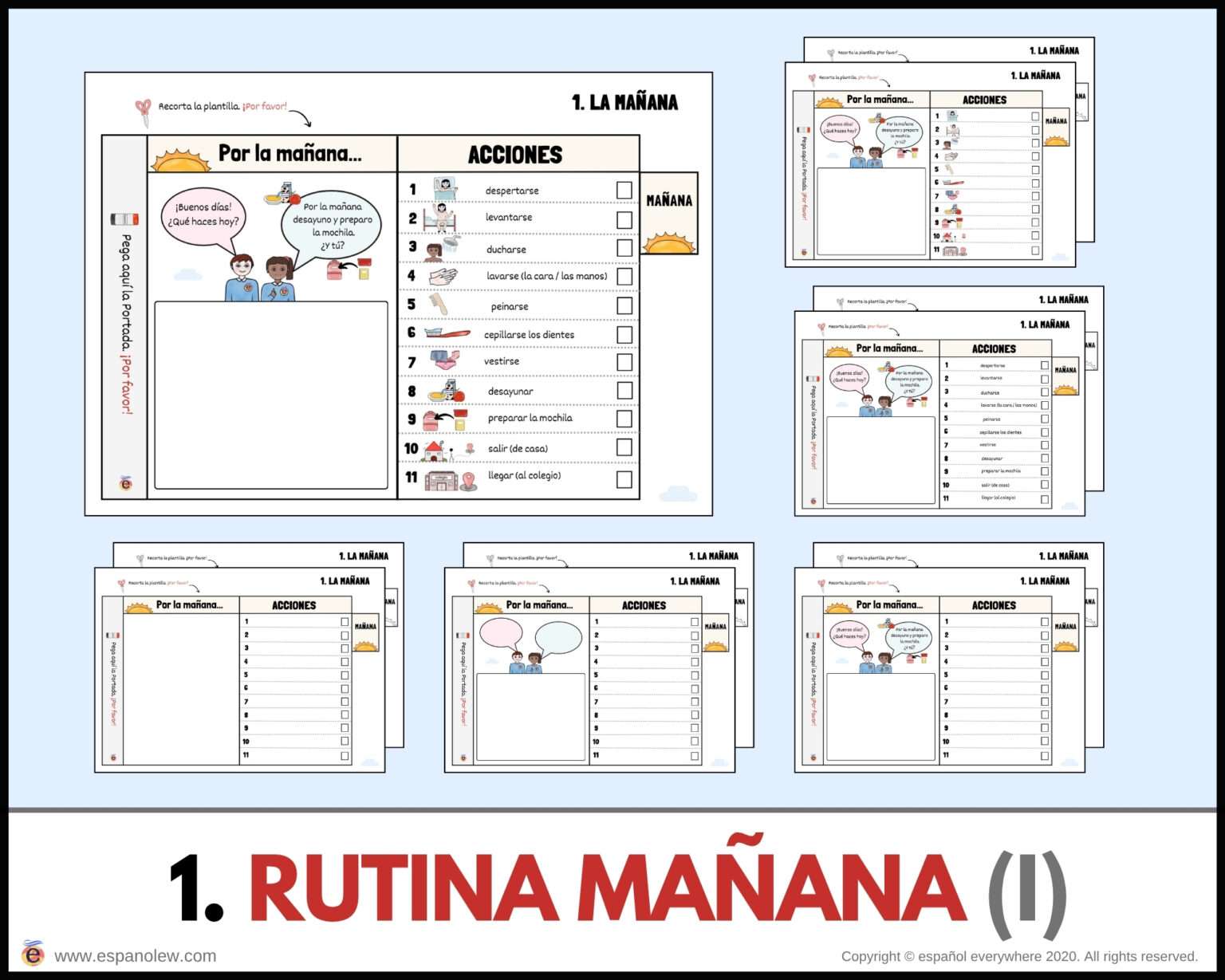 Acciones habituales. la rutina diaria vocabulario. Verbos de rutina ...