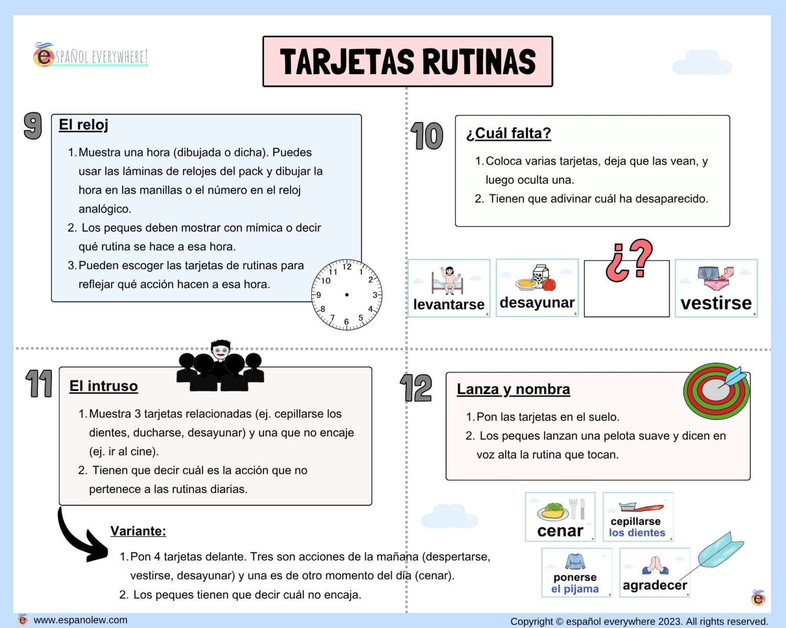 Acciones habituales. la rutina diaria vocabulario. Verbos de rutina ...