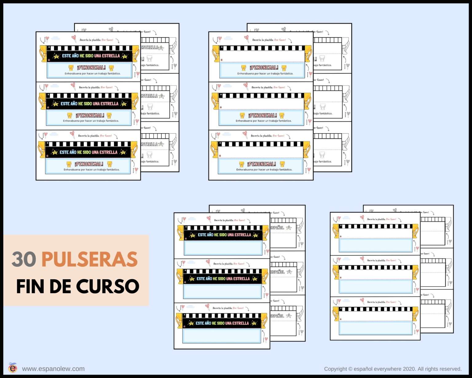 💻 Actividades para FIN DE CURSO- 🎉Certificados, claquetas, fichas y juegos