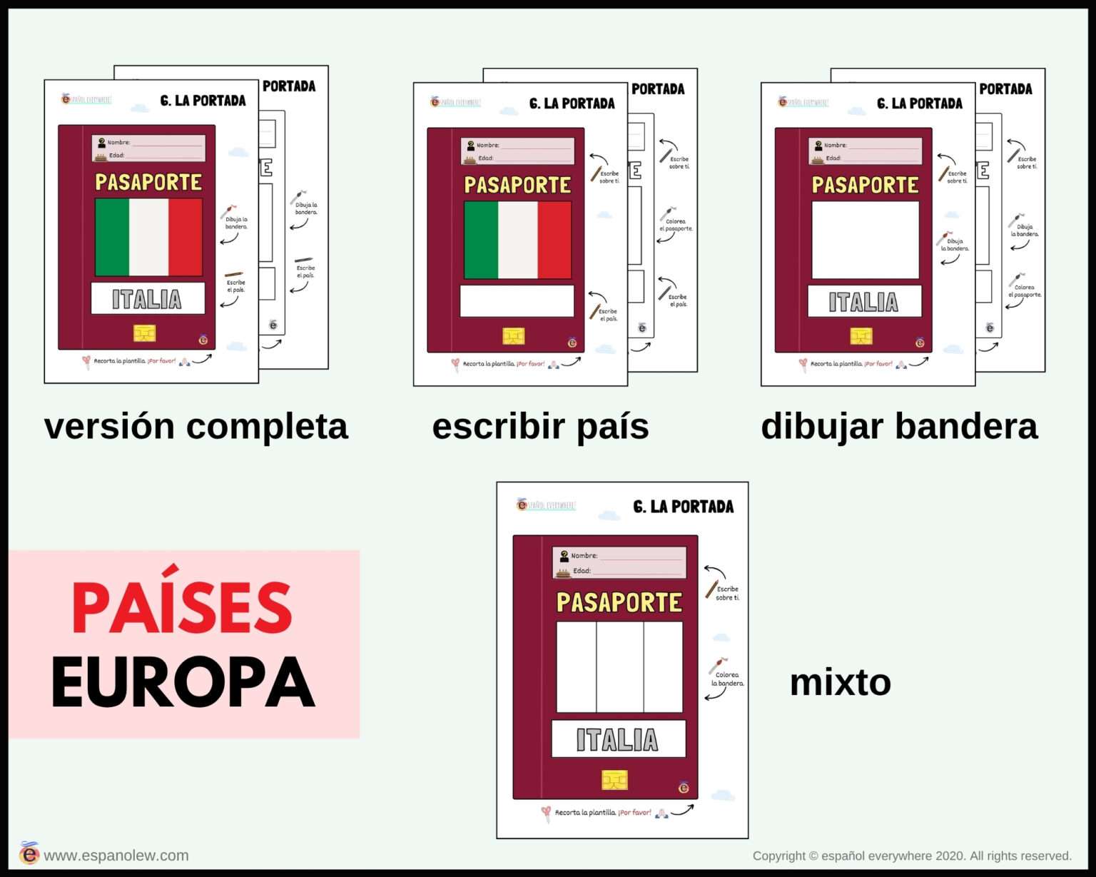 Pasaportes educativos imprimibles para niños: países, viajes y valores ...