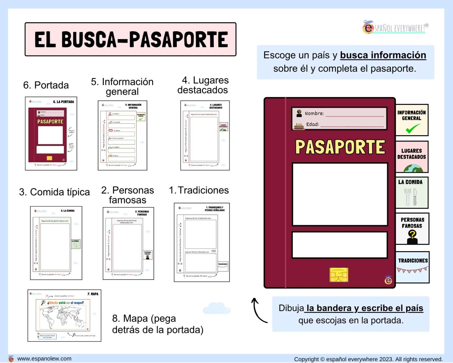 Pasaportes educativos imprimibles para niños: países, viajes y valores ...