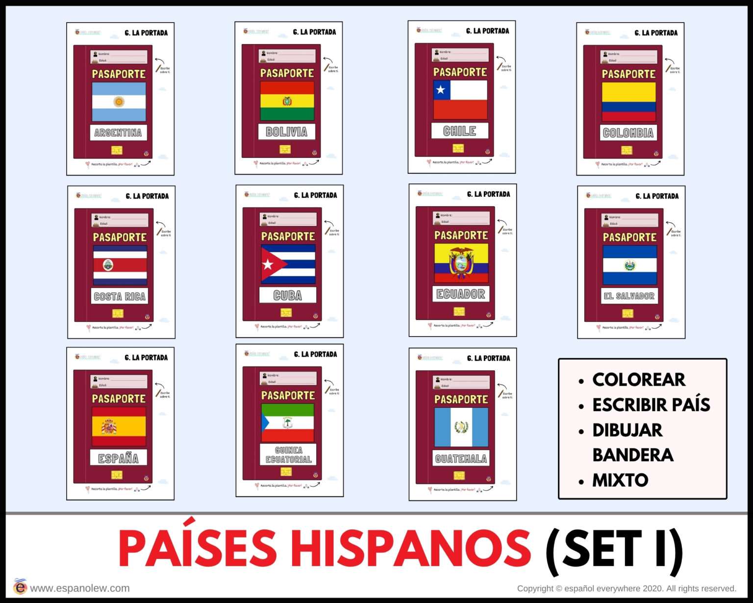 Pasaportes educativos imprimibles para niños: países, viajes y valores ...