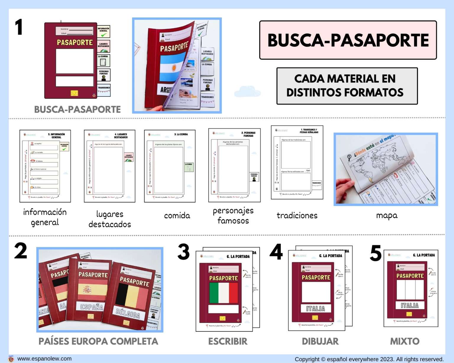 Pasaportes educativos imprimibles para niños: países, viajes y valores ...