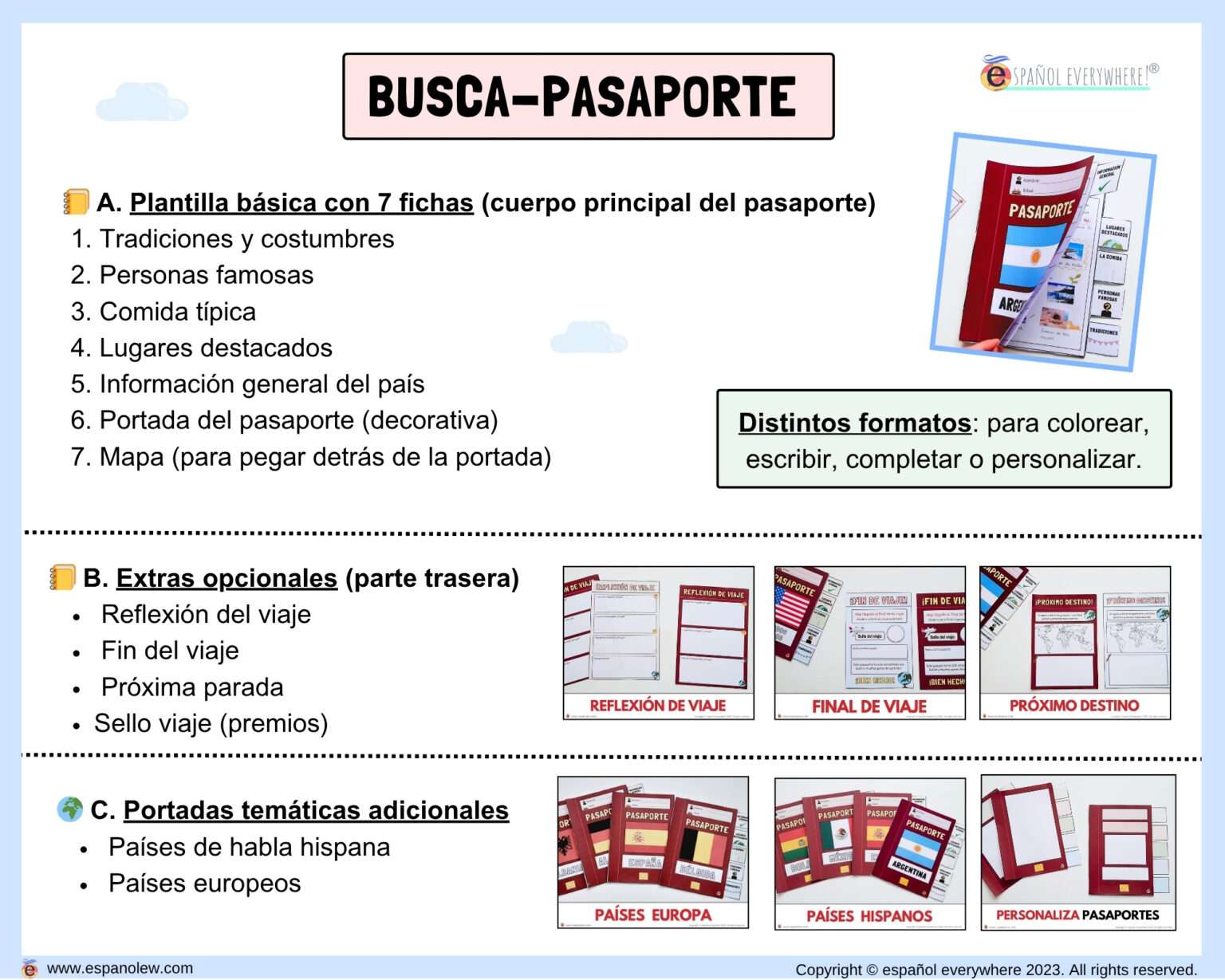 Pasaportes educativos imprimibles para niños: países, viajes y valores ...