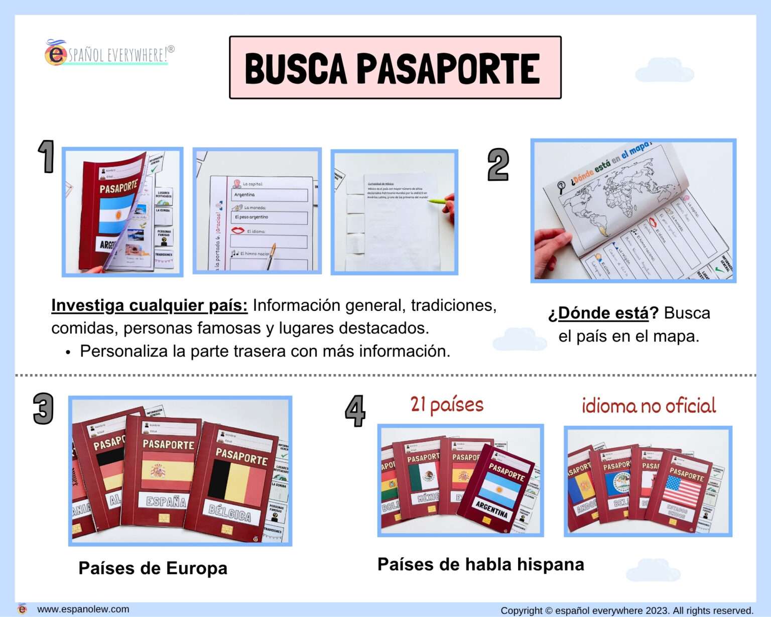 Pasaportes educativos imprimibles para niños: países, viajes y valores ...
