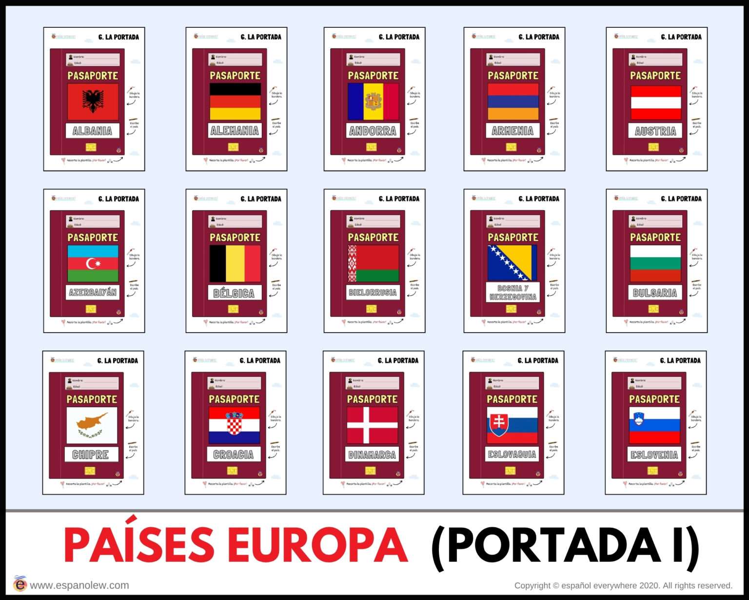 Pasaportes educativos imprimibles para niños: países, viajes y valores ...